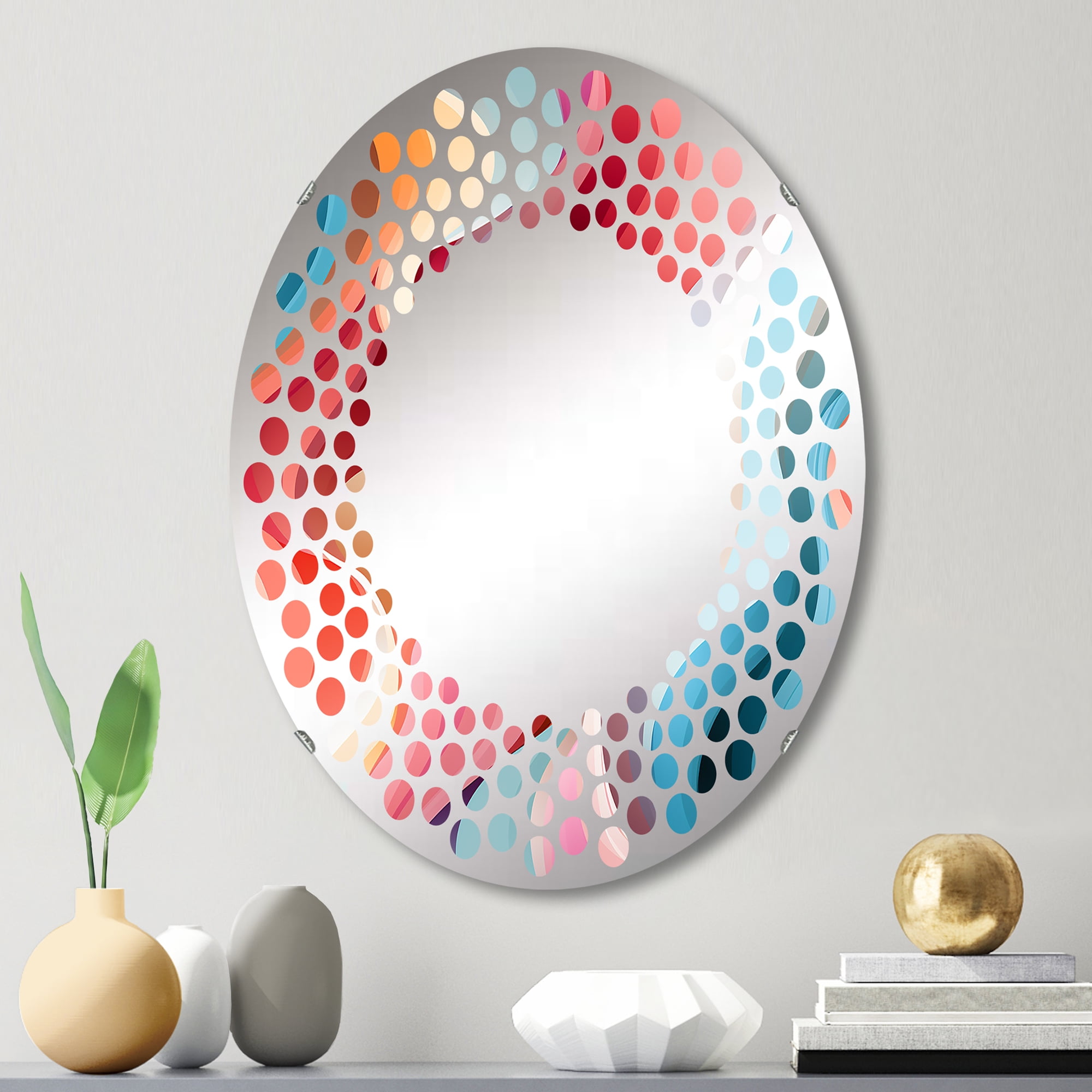 Designart "Whispering Modern Aesthetics" Striped Polka Dot Round Wall ...