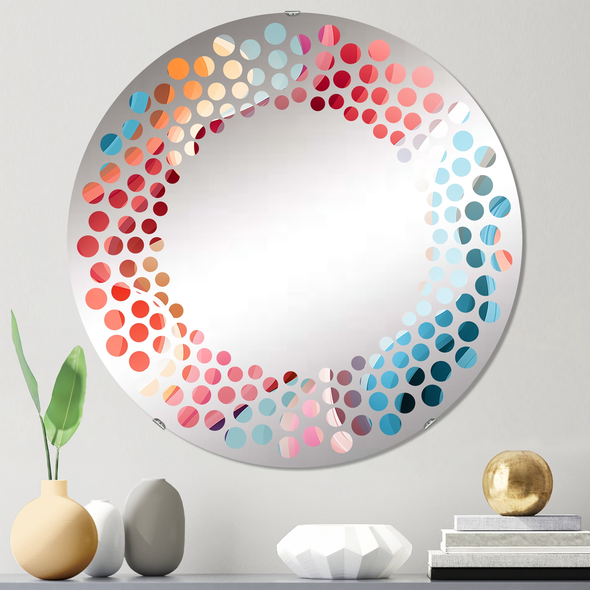 Designart "Whispering Modern Aesthetics" Striped Polka Dot Round Wall ...