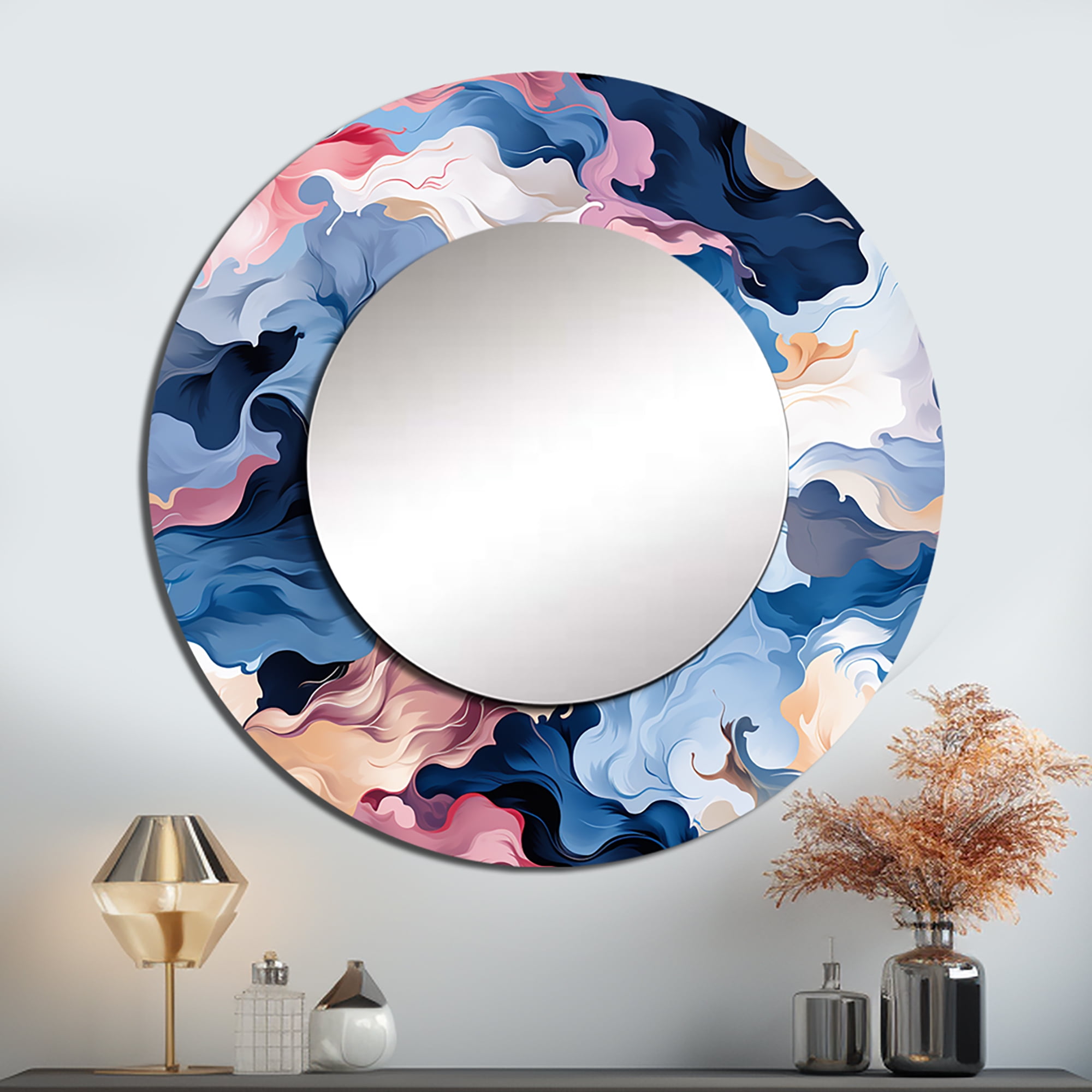 Designart "Whispers Of The Ethereal" Camouflage Rund Mirror For Wall ...