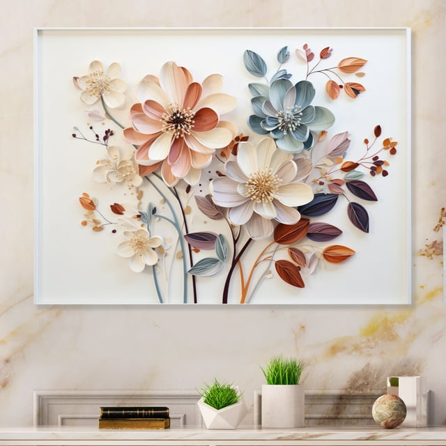 Designart "White Botanical composition" Abstract Botanicals Metal Wall ...