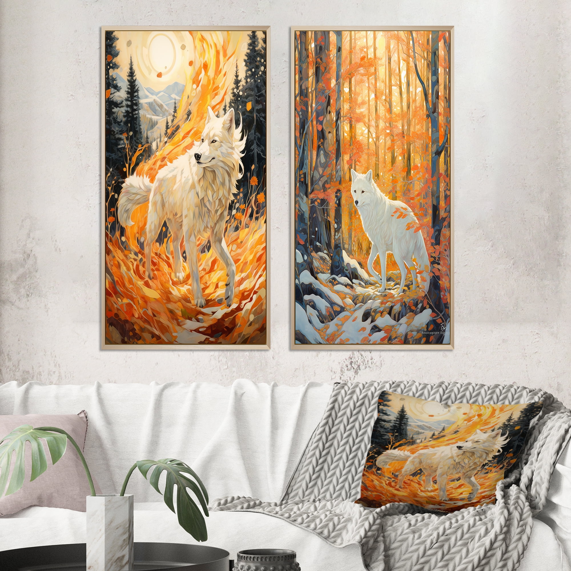 Designart "White Wild Wolf in Winter Forest Majestic Presence II ...