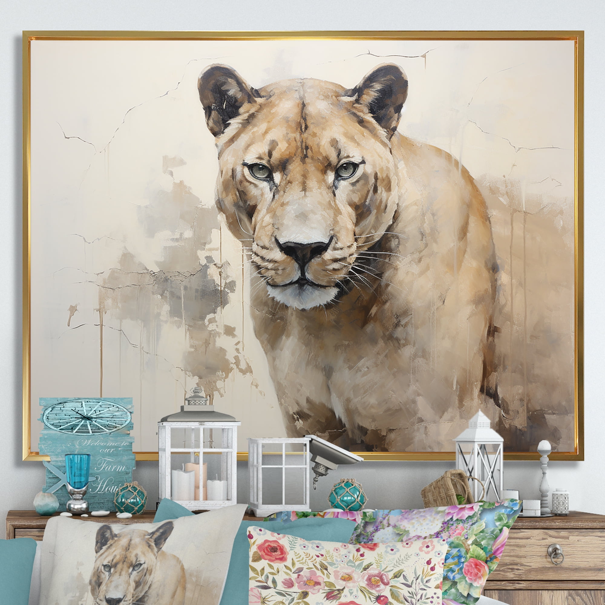 Designart "Wild Elegance In Minimalist Panther Form" Animals Panther ...