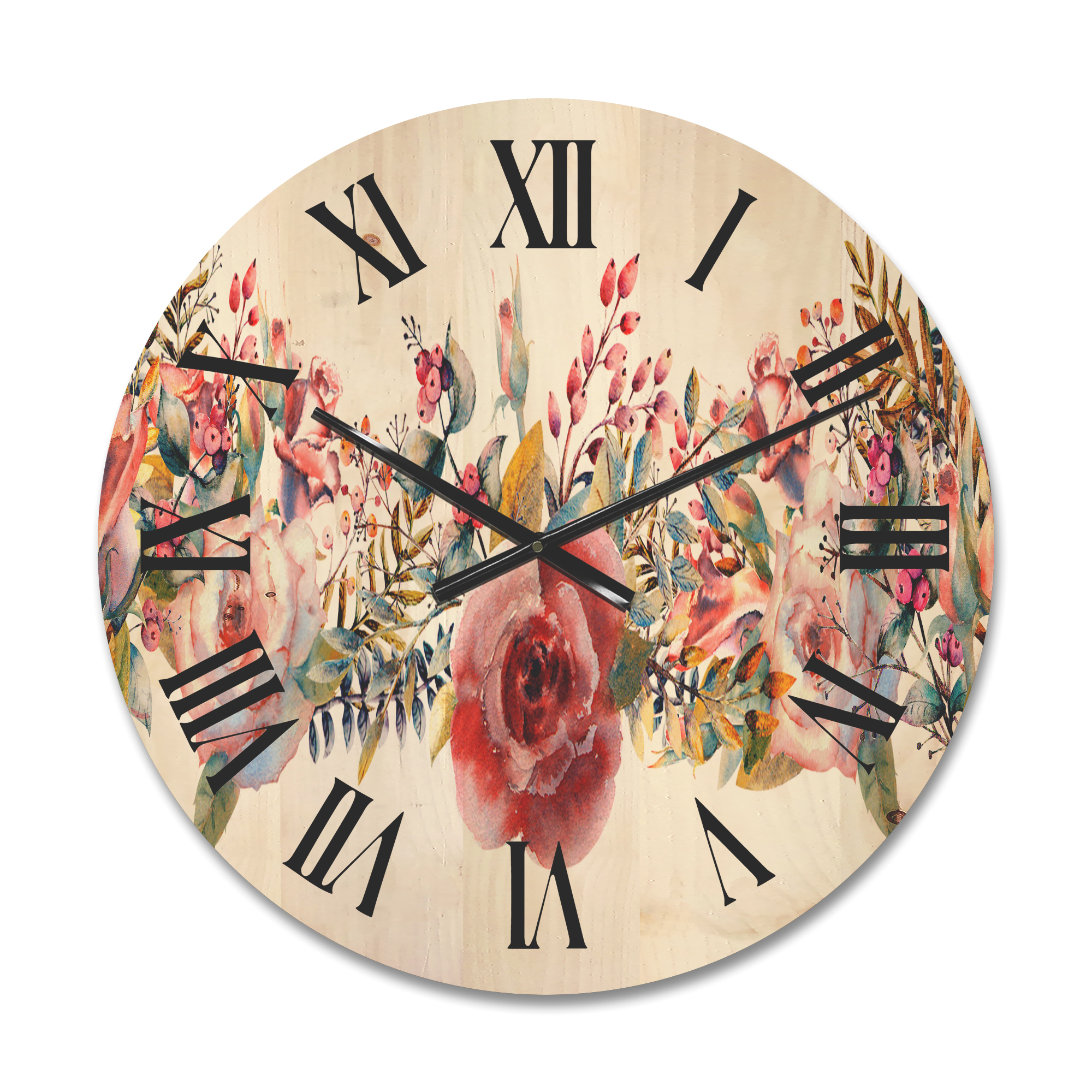 Free Shipping! Designart Wildflower and Pink Roses Rustic Wood Wall ...
