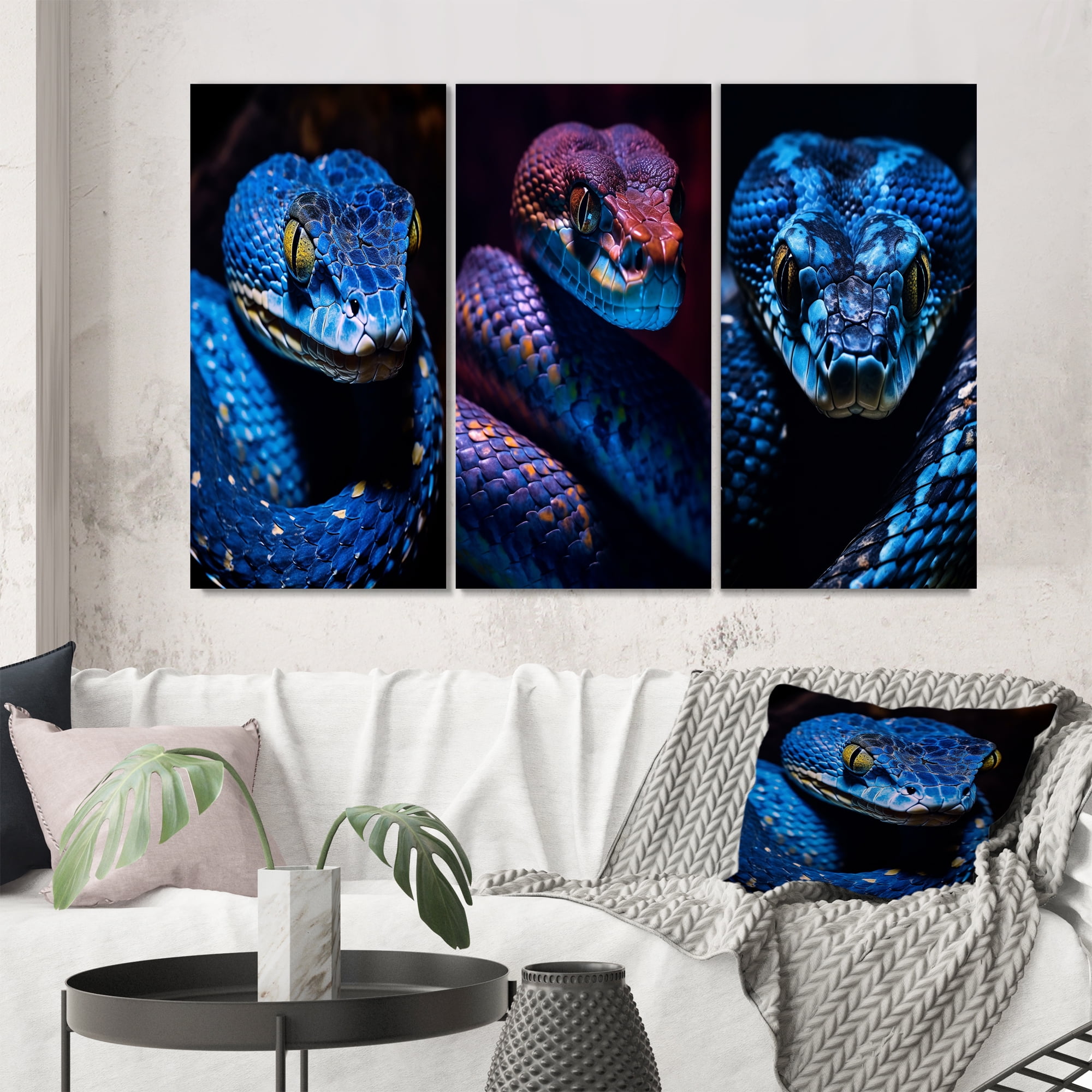 Designart "Wildlife Portrait Blue Viper Snake" Animals Snake Wall Art ...