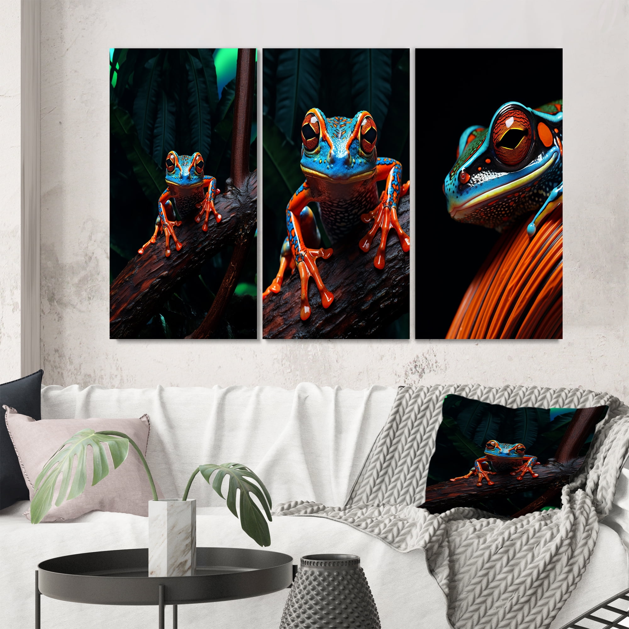 Designart "Wildlife Portrait Pinstriped Tree Frog III" Animal Frog Wall ...