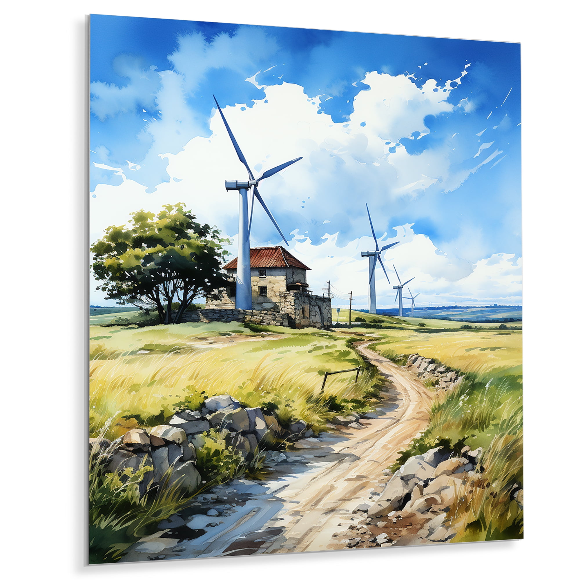 Designart "Wind Turbines on a Wind Farm III" Wind Turbines Metal Art ...