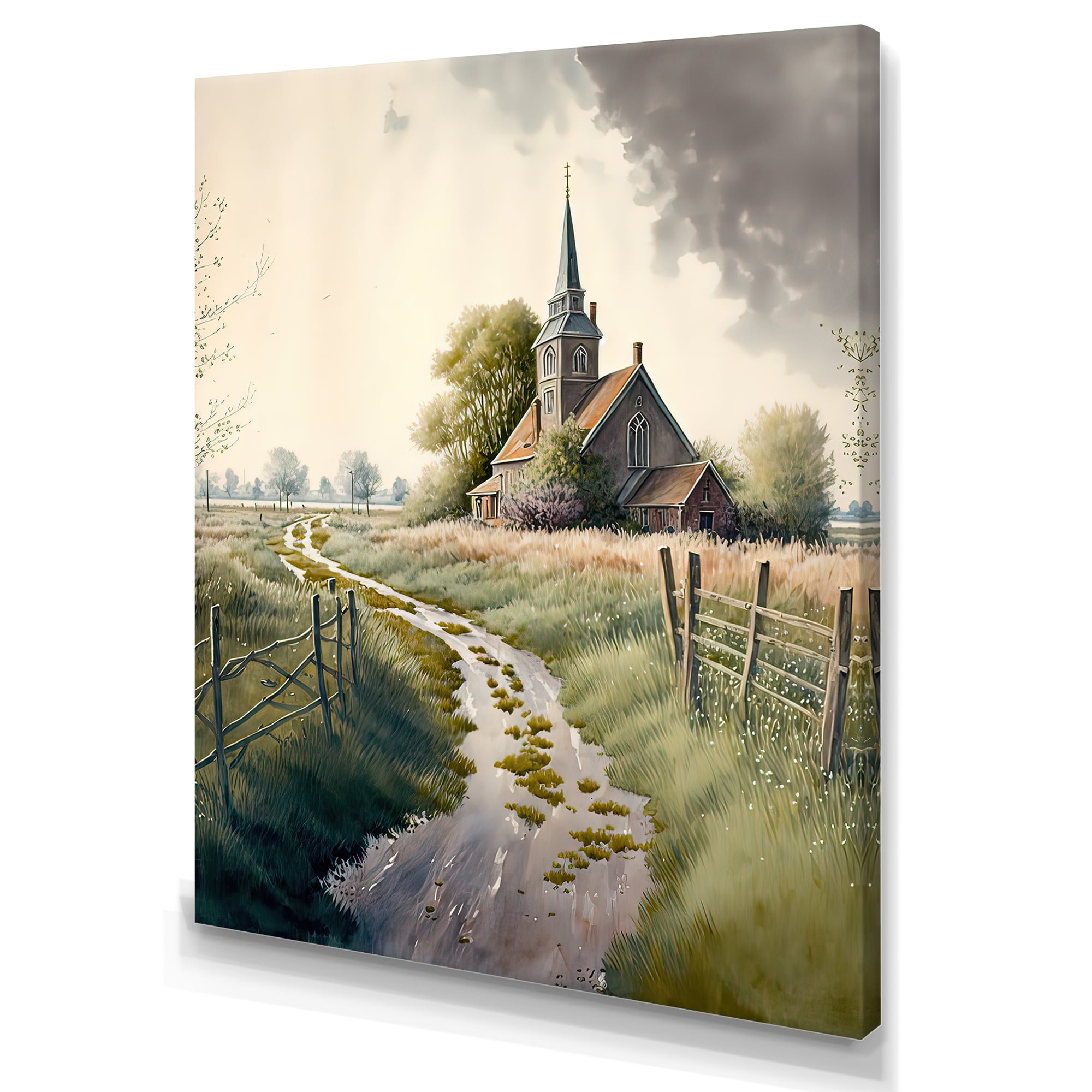 Designart Winding Path To Church IV Canvas Wall Art - Walmart.com