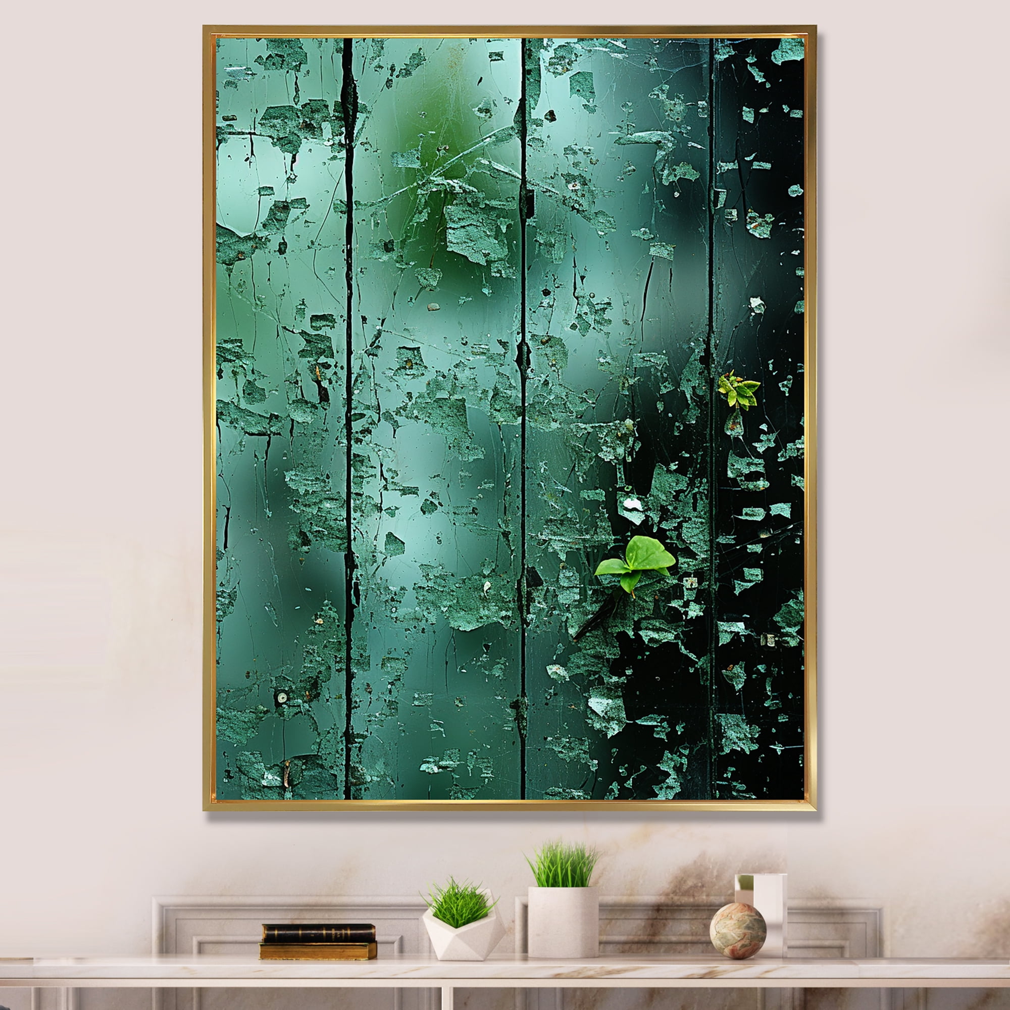 Designart "Window View of Abstract Jungle Gardens" Landscapes Framed ...
