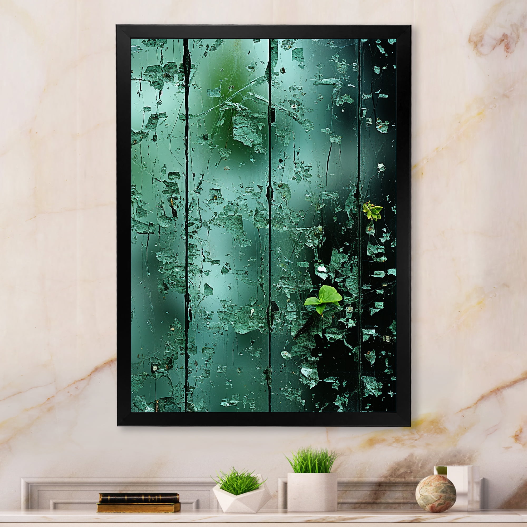 Designart "Window View of Abstract Jungle Gardens" Landscapes Framed ...