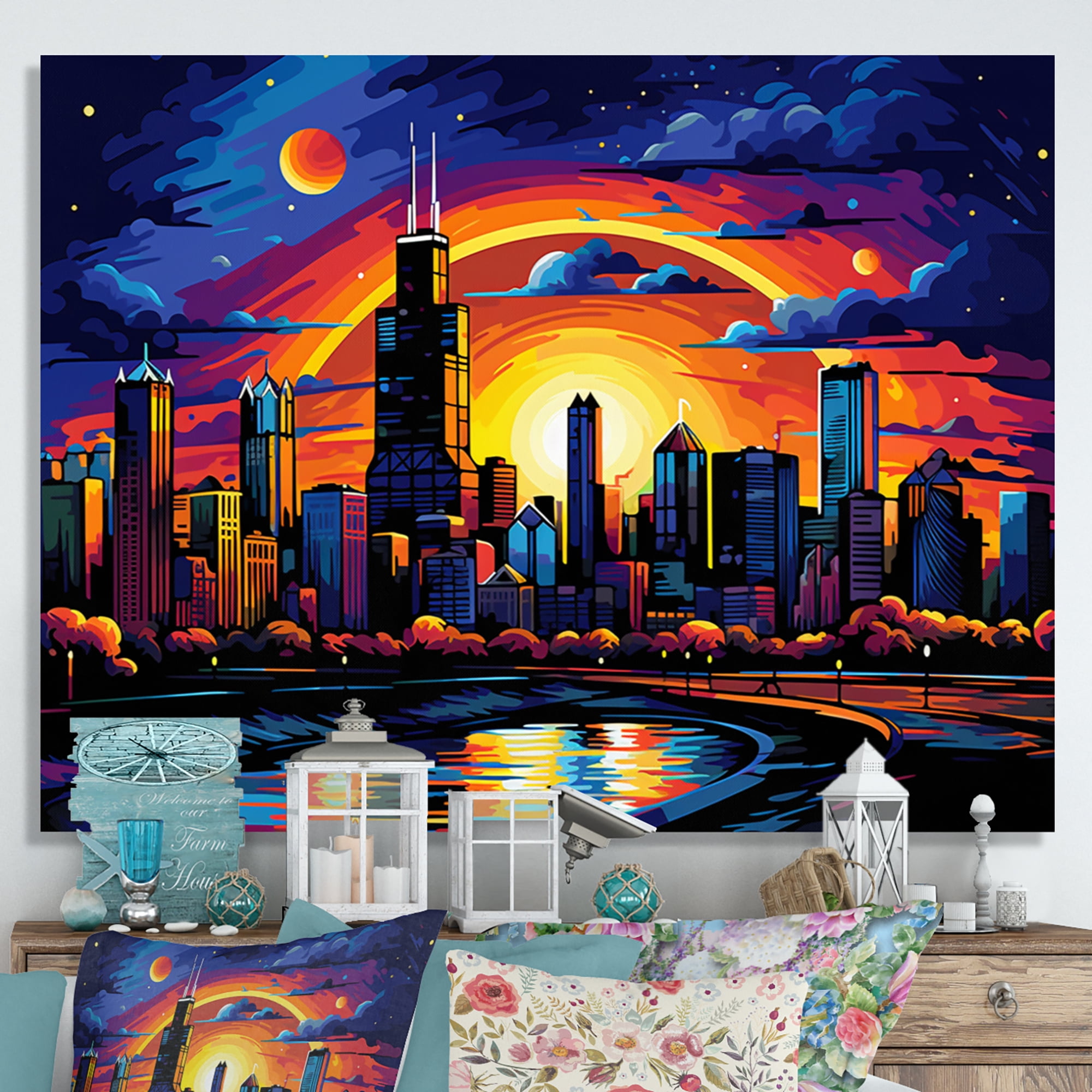 Designart "Windy City Pop Art I" Chicago Wall Decor - Walmart.com