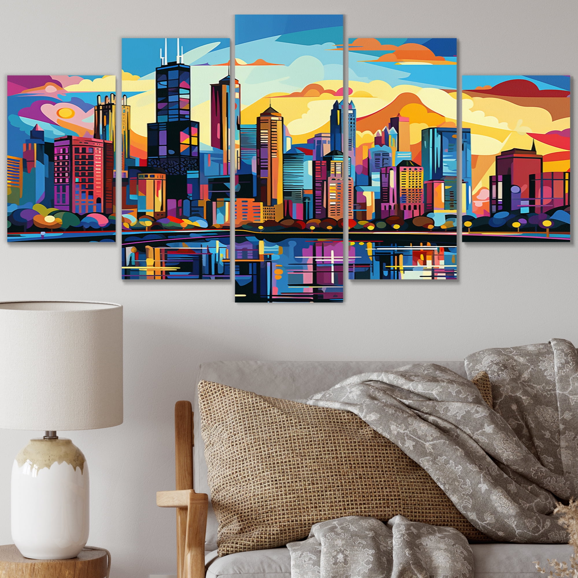 Designart "Windy City Pop Art II" Chicago Metal Wall Art Set - Walmart.com