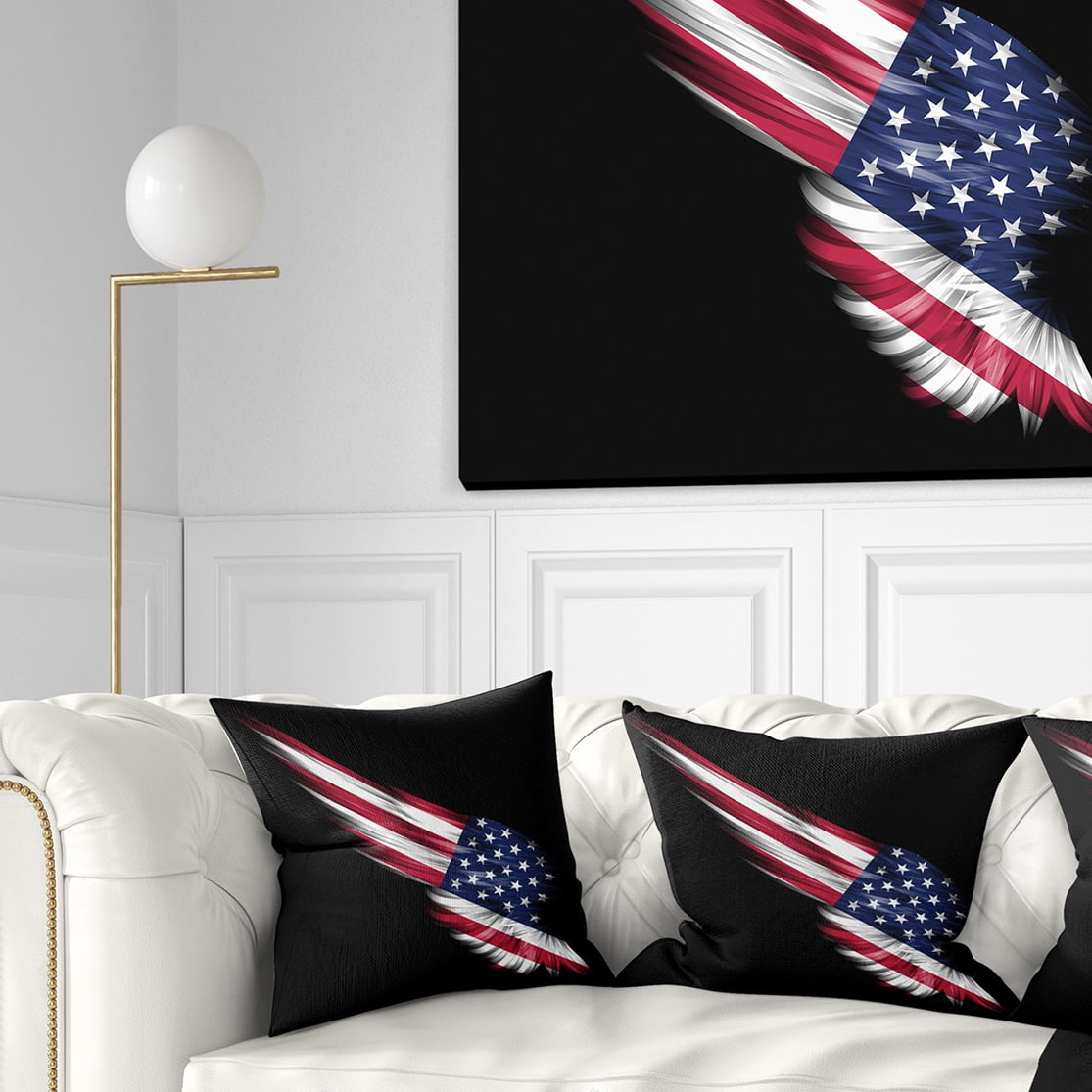 Designart Wing with American Flag - Abstract Throw Pillow - 18x18 ...