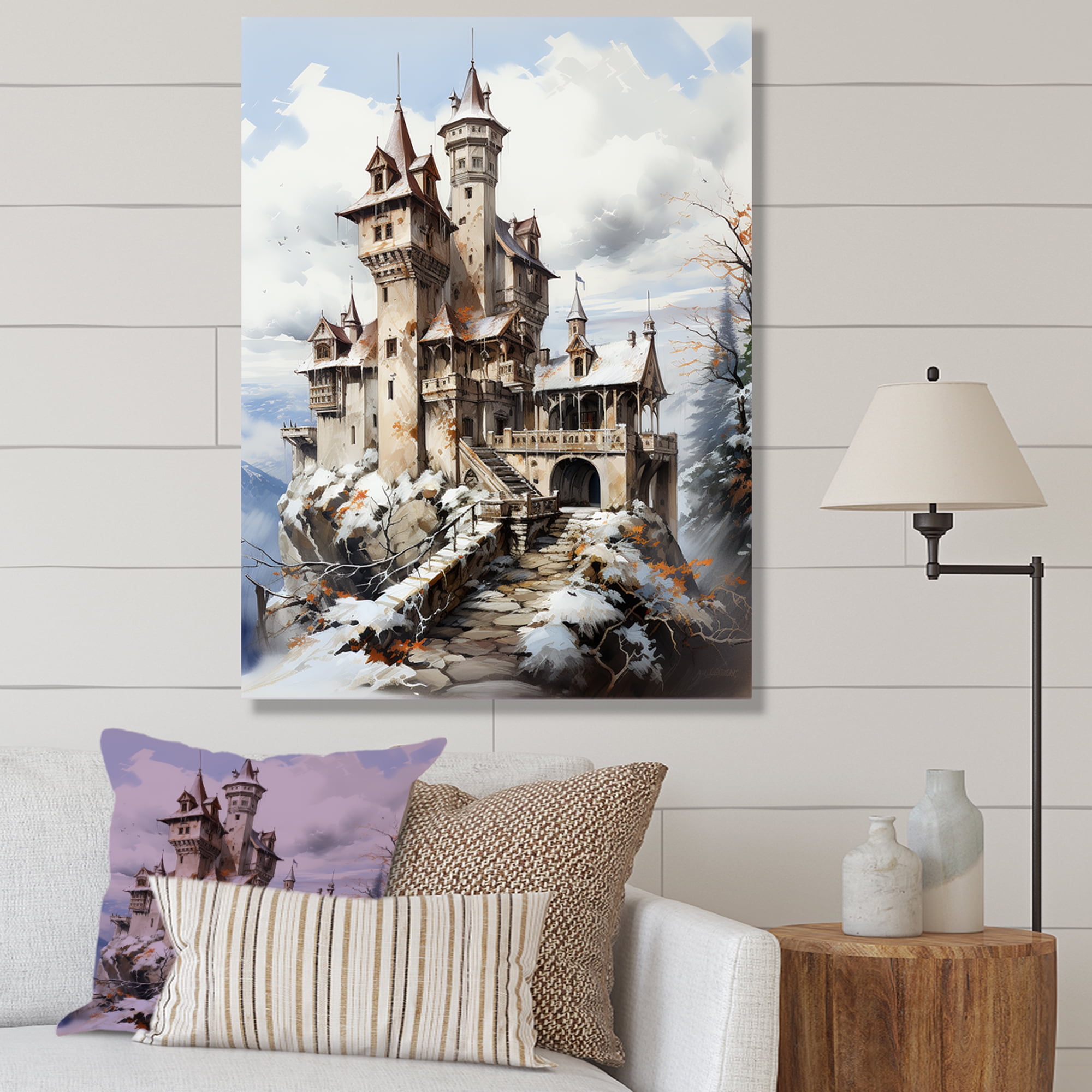 Designart "Winter Charm of a Medieval Castle II" Architecture Canvas ...