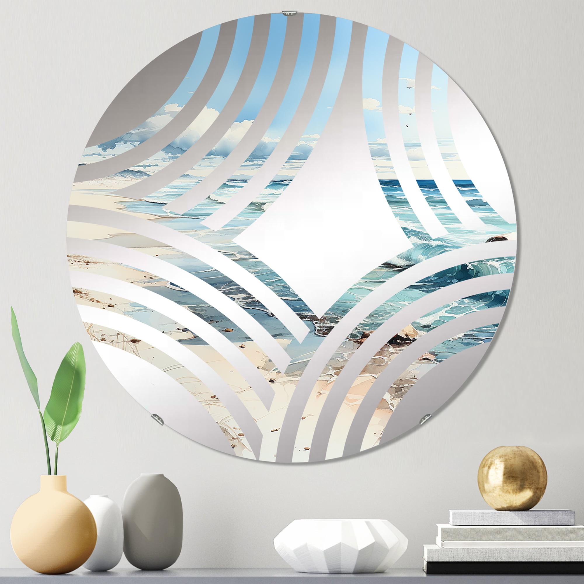 Designart "Winter Charm of the Ocean I" Ocean Baptist Fan Round Wall ...