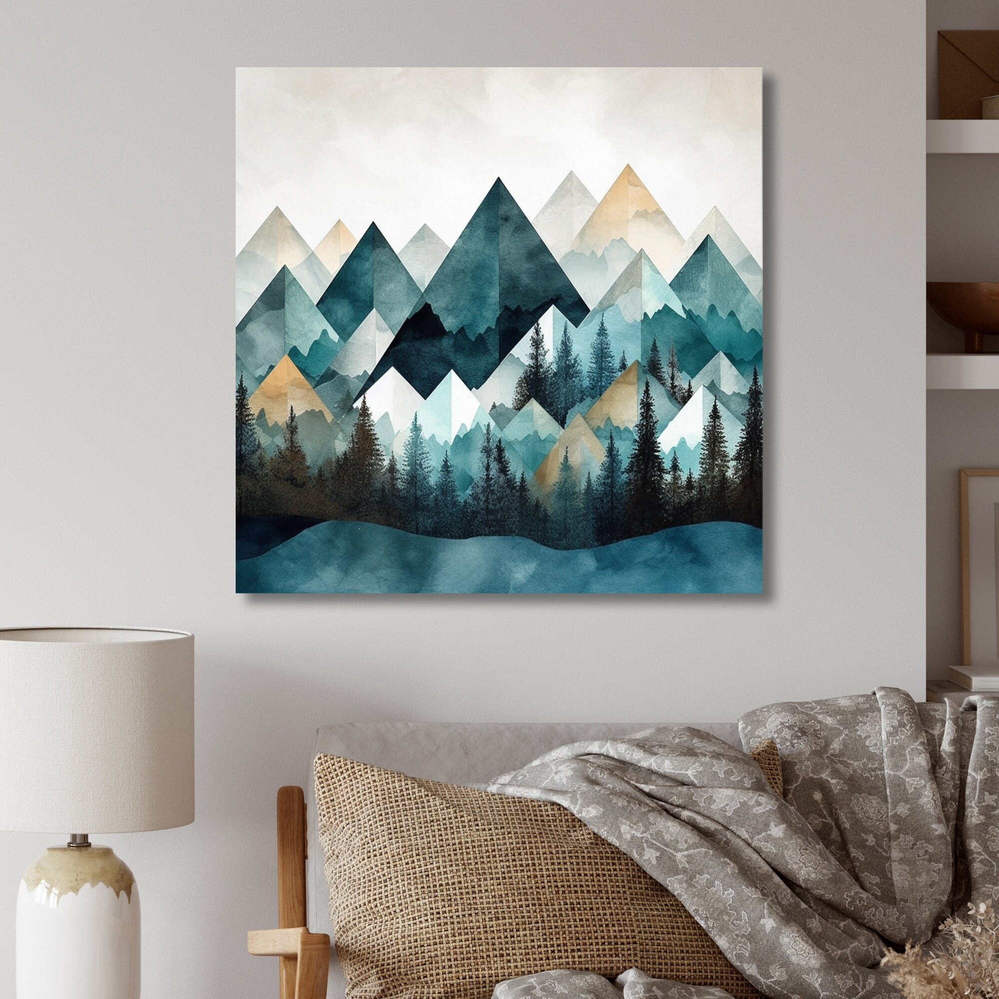 Designart "Winter Mountain Scene in Minimalism I" Minimalism Landscape ...
