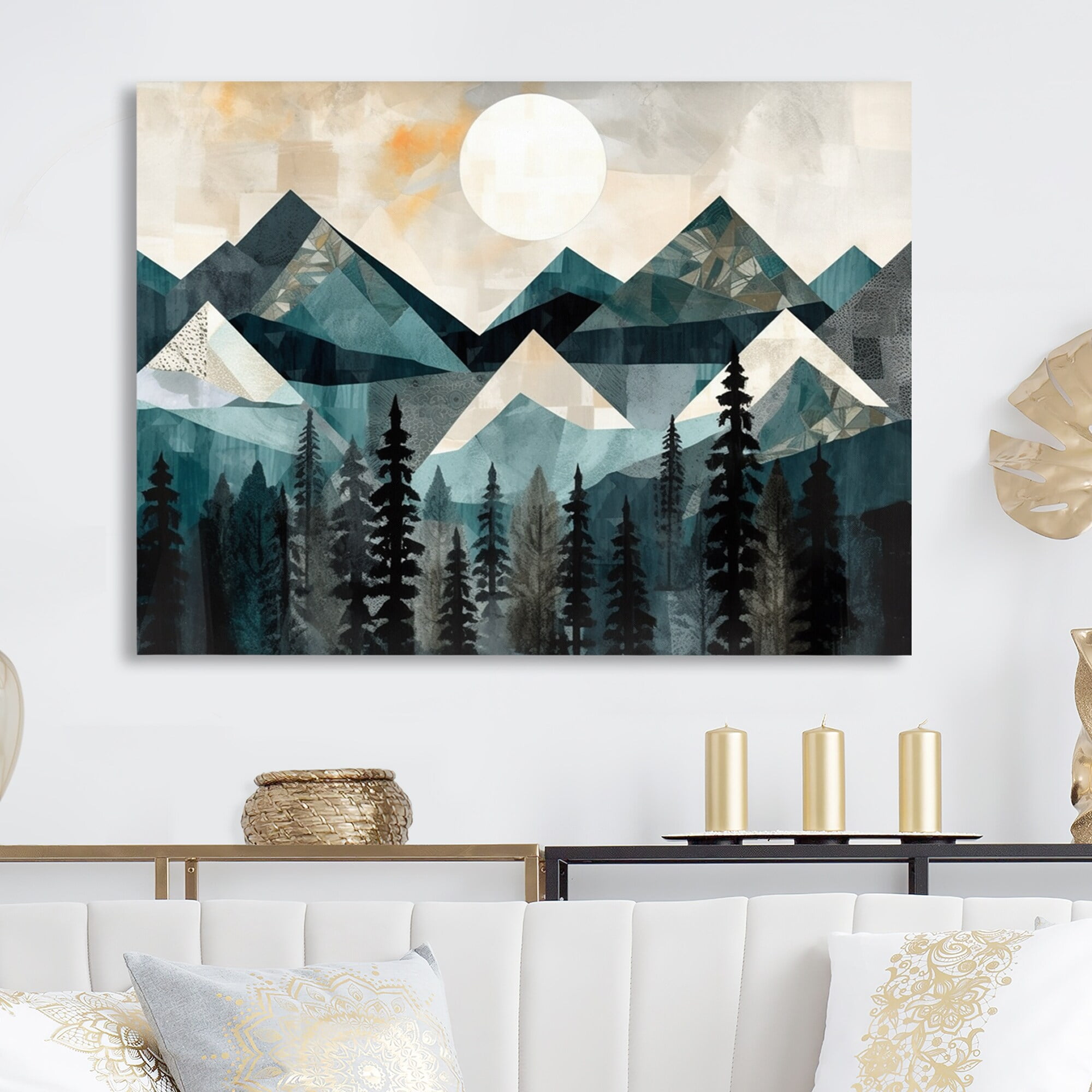 Designart "Winter Mountain Scene in Minimalism V" Minimalism Landscape ...