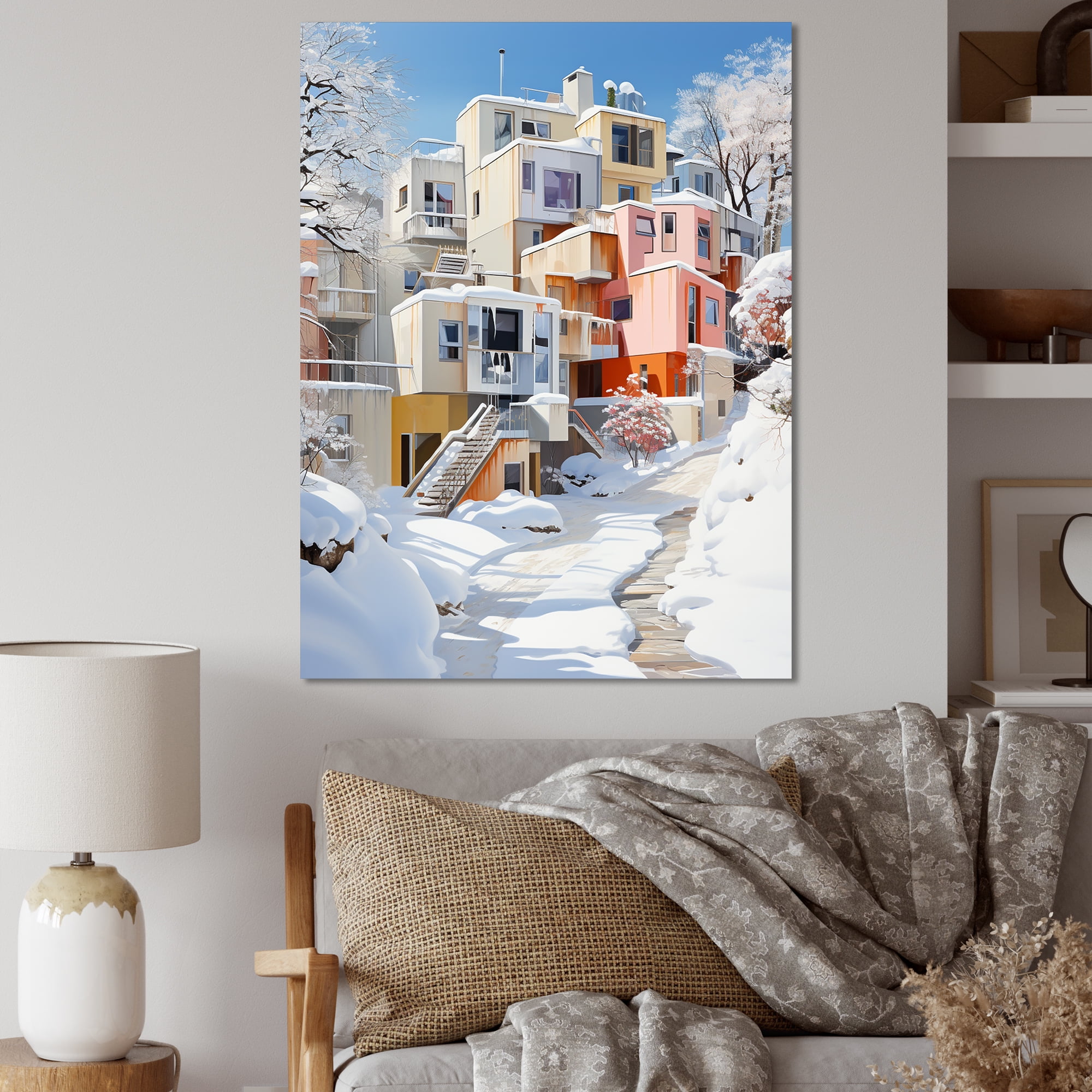 Designart "Winter'S Geometric Urban Design II" Snow Wall Decor ...