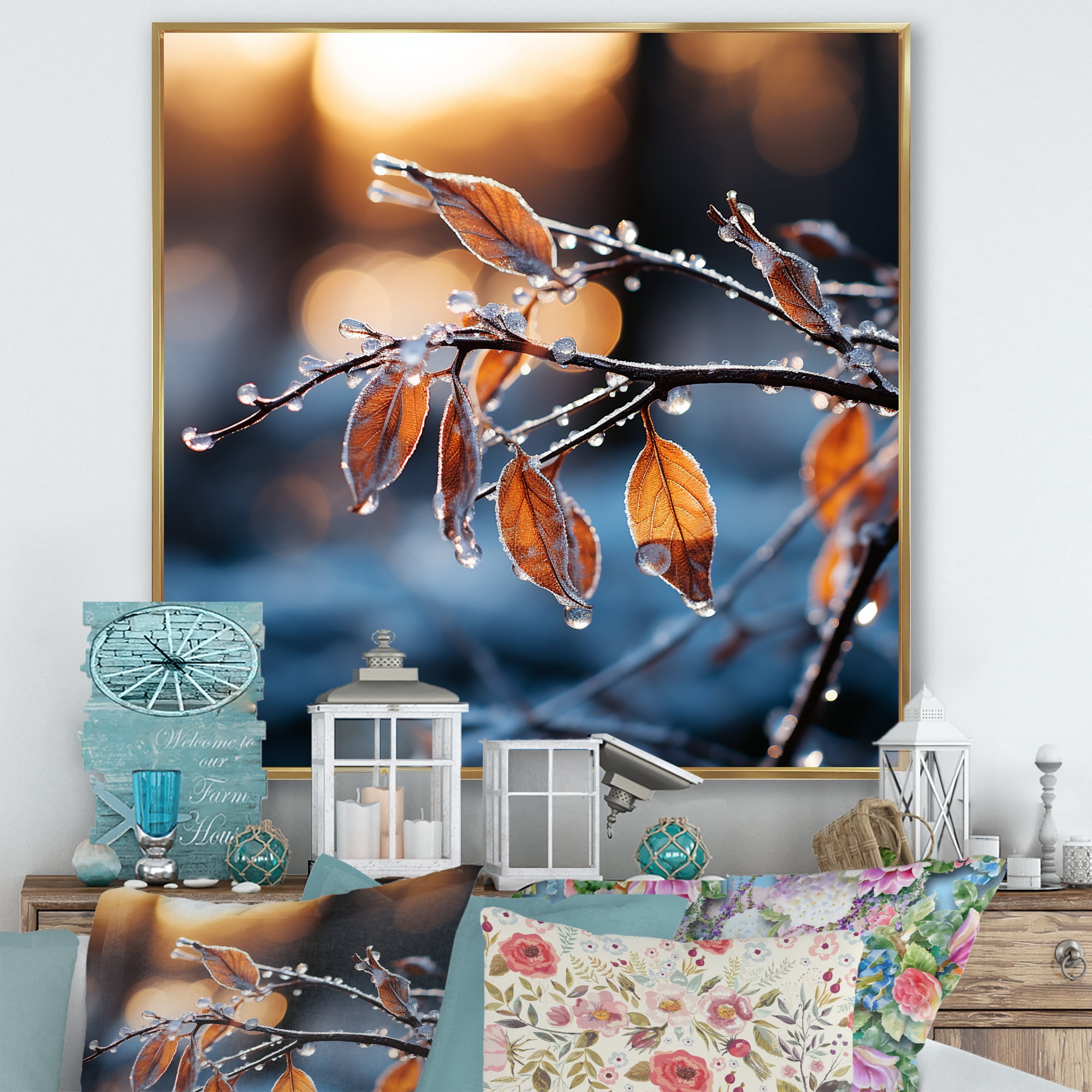 Designart "Winter Serenade with Frosted Leaves II" Food & Beverage ...