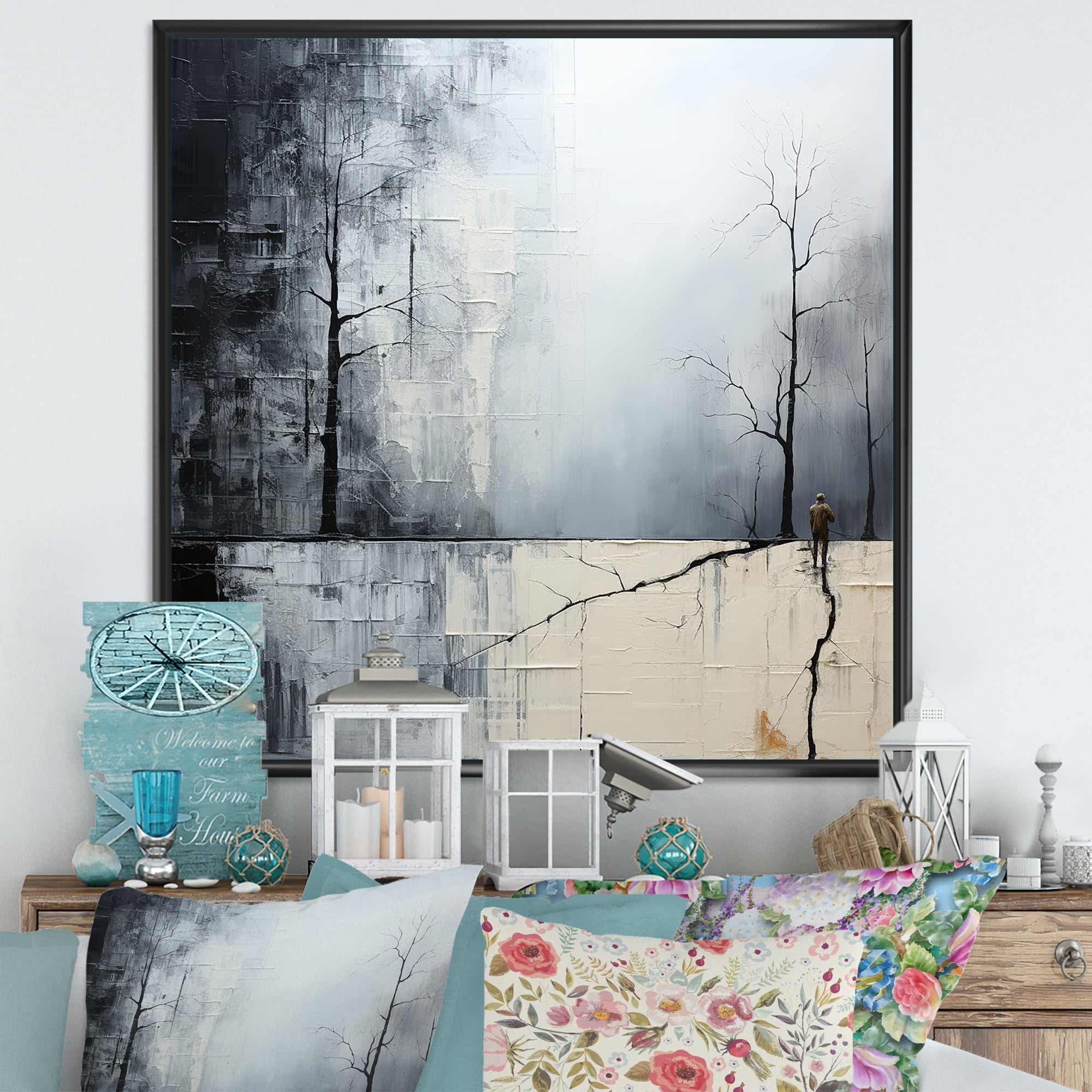 Designart "Wintertime Wonders" Winter Landscape Floater Framed Canvas ...