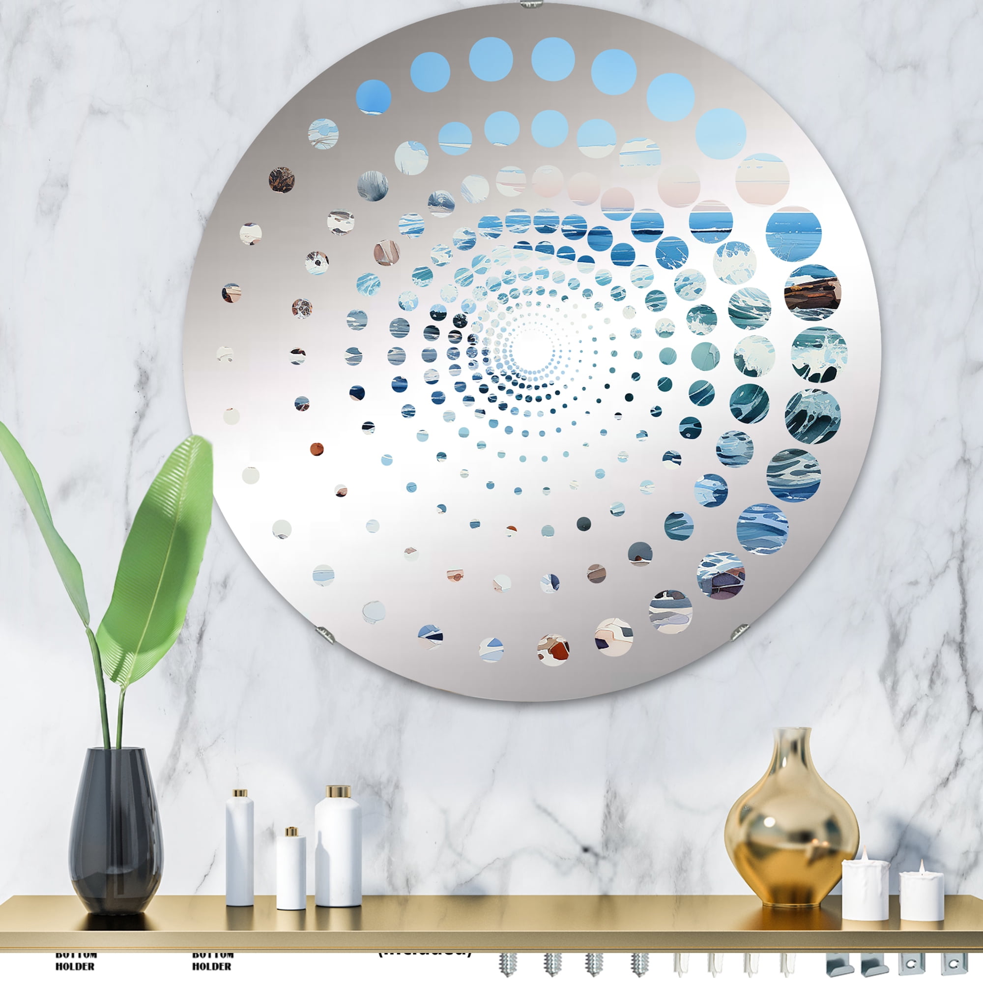 Designart "Wintery Scenery of the Ocean" Ocean Spiral Dot Round Wall ...