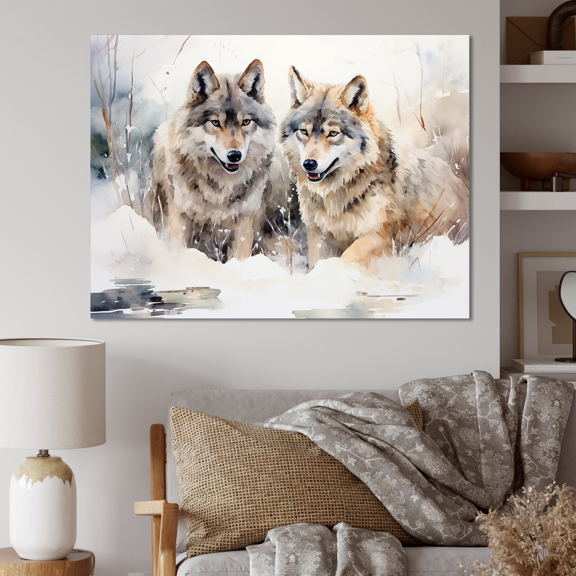 Designart "Wolves of the Winter Forest" Animals Wall Art - Modern ...