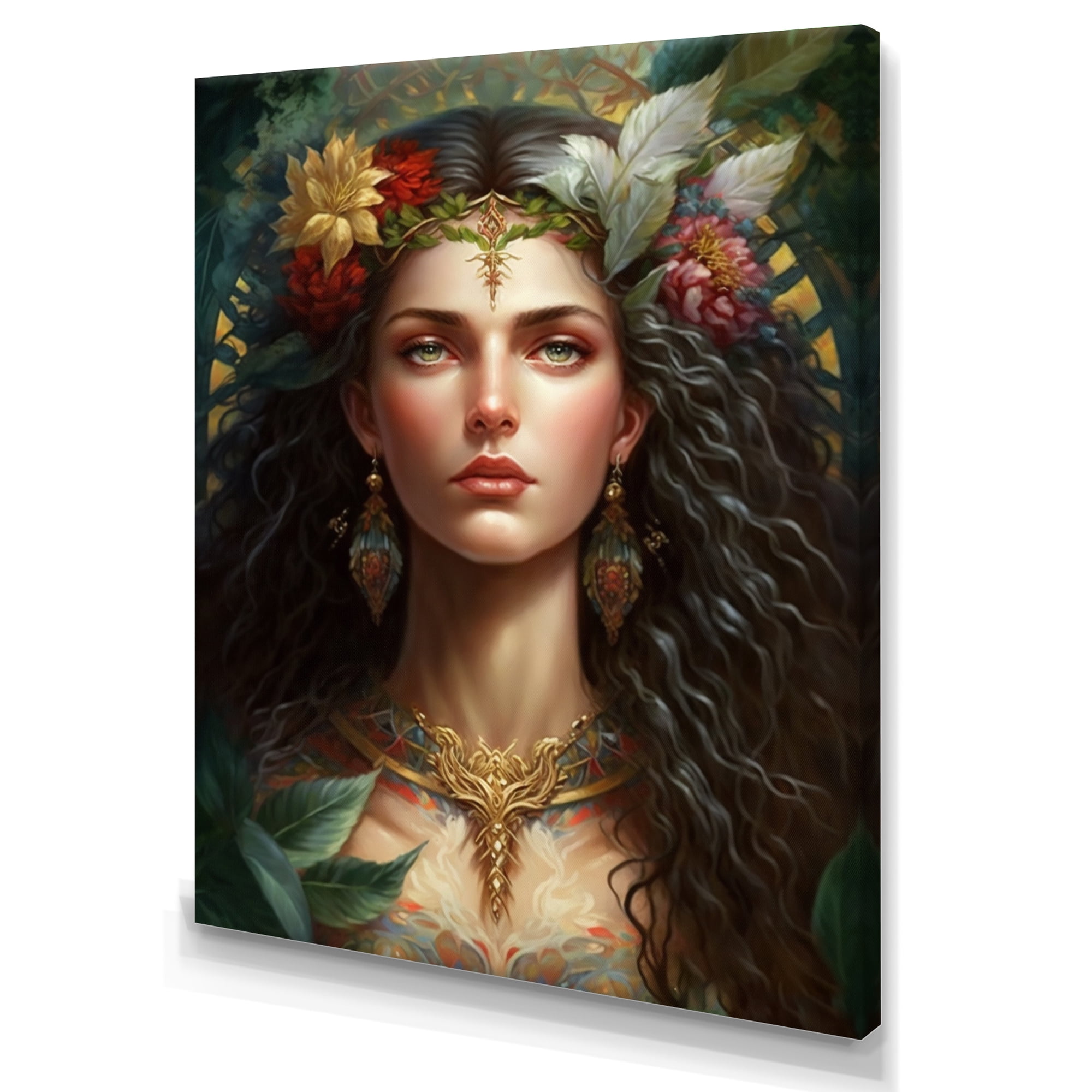 Designart Woman In Floral Head Piece Canvas Wall Art - Walmart.com