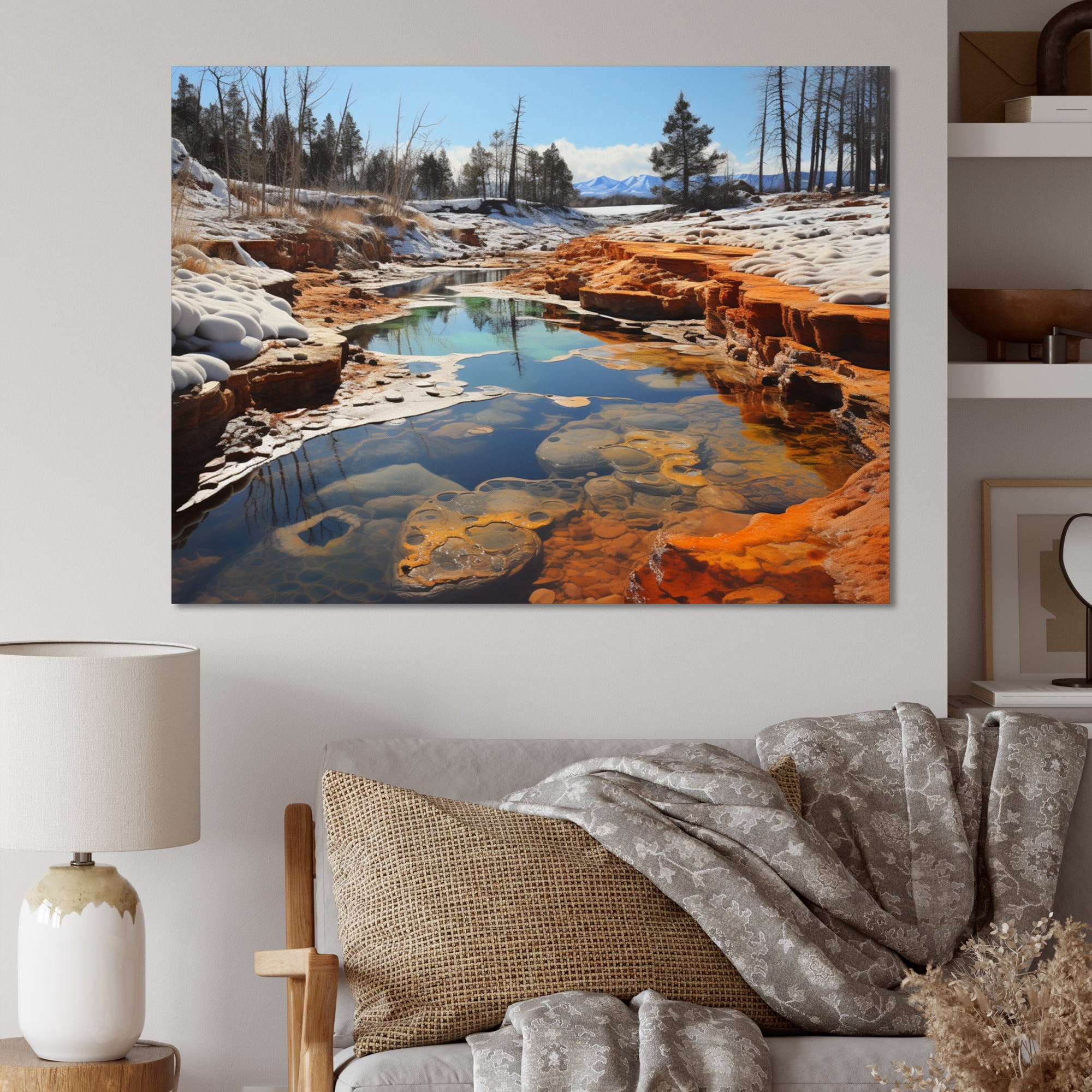 Designart "Wonder Pastoral Geyser Geothermal painting" Landscapes Wall ...