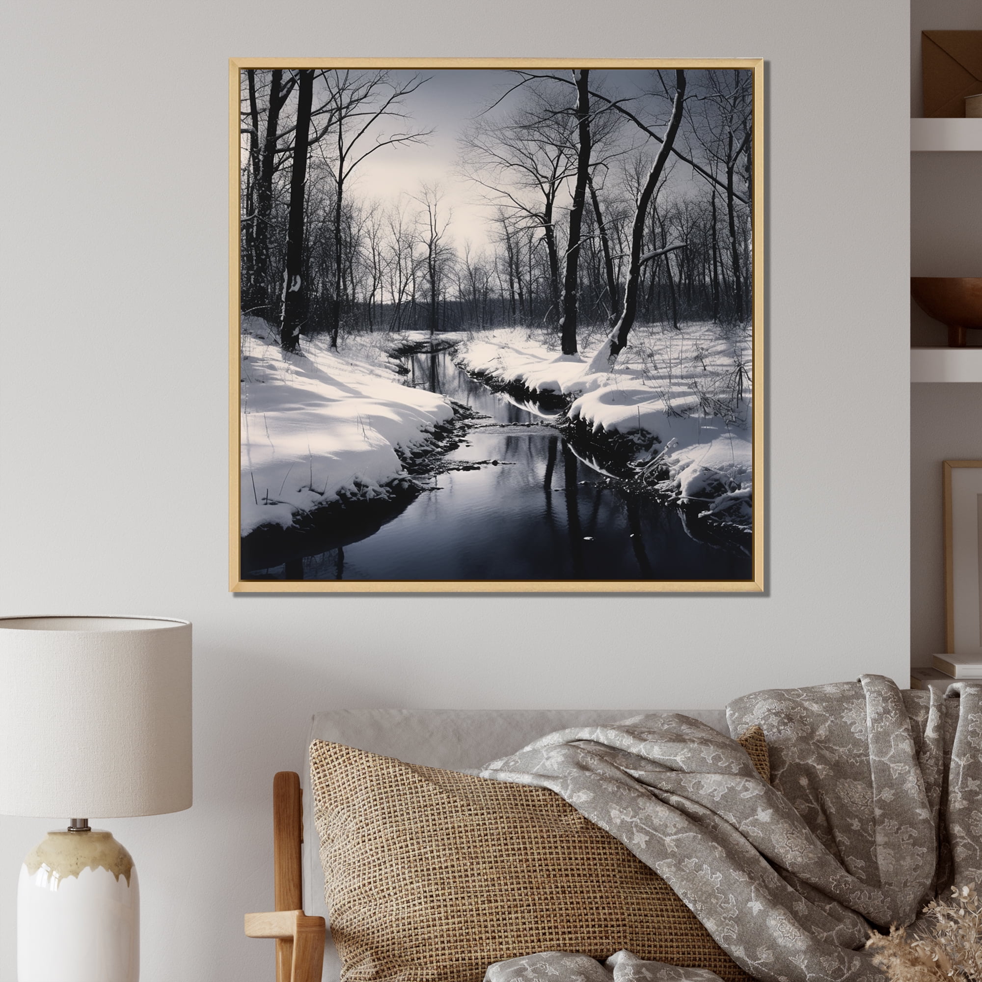 Designart "Wonderland Of Winter Scenery" Winter Landscape Floater ...