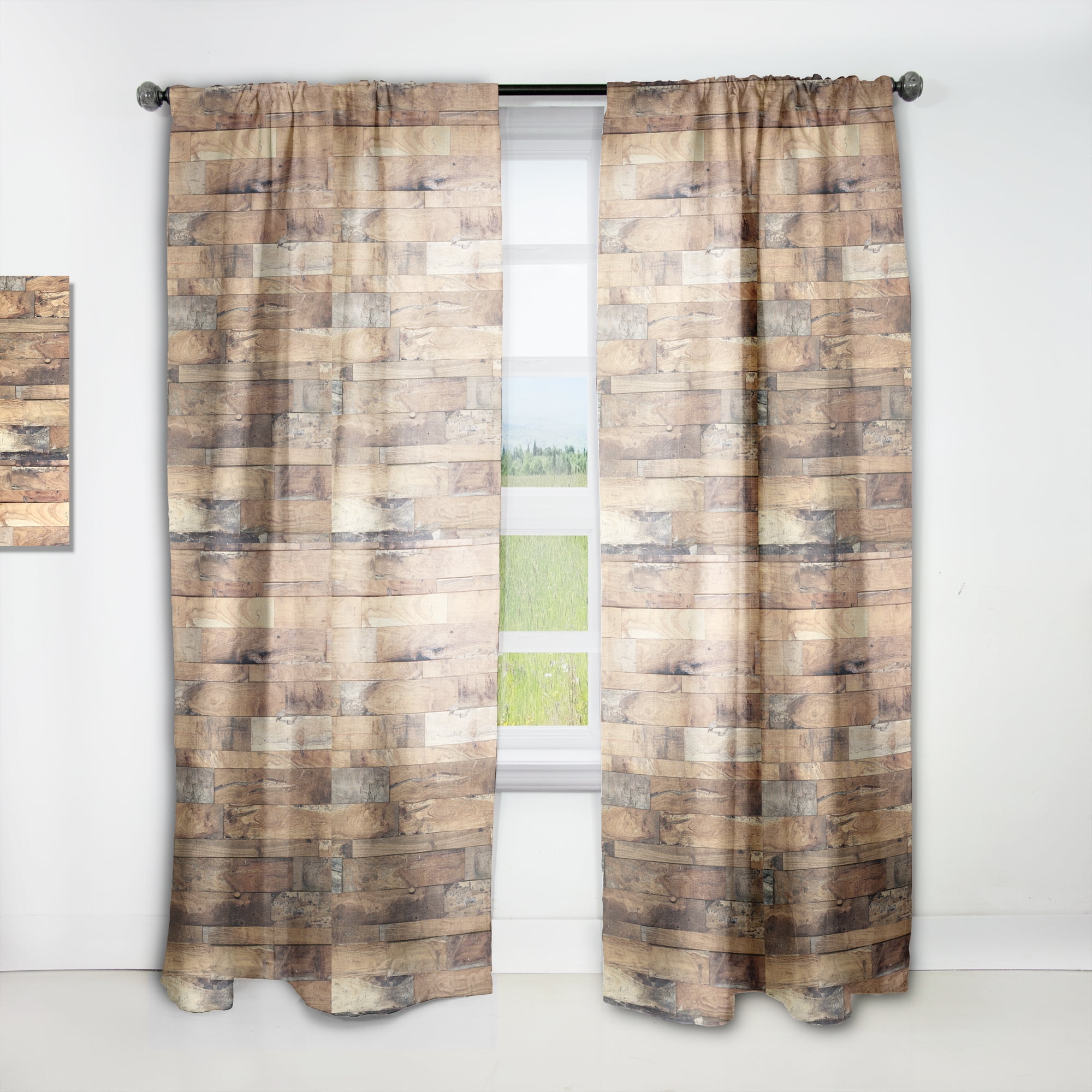 Designart Wood Planks Modern Curtain Panel - Brown - Walmart.com