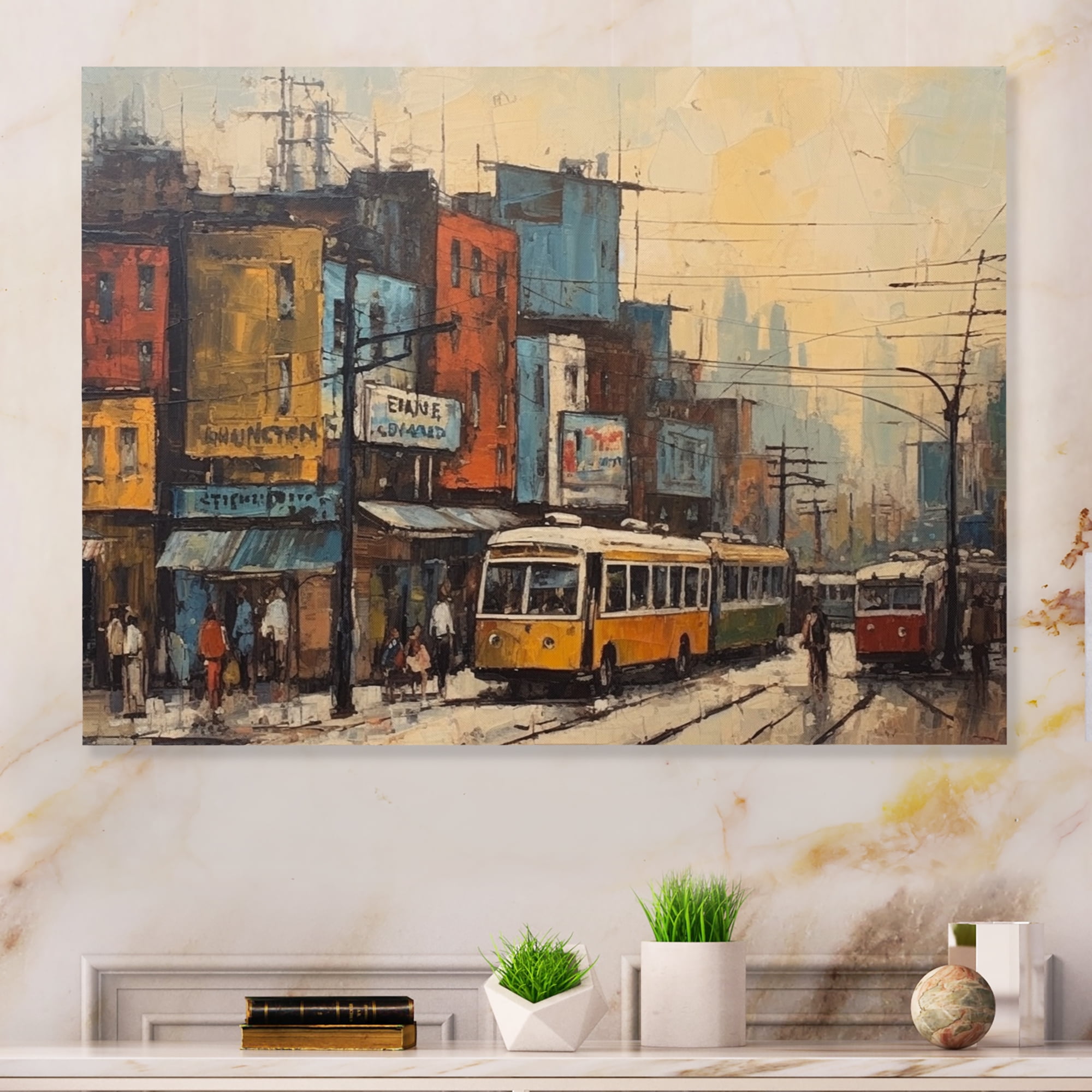 Designart "Yellow And Orange Metropolitan Marvels" City Architecture ...