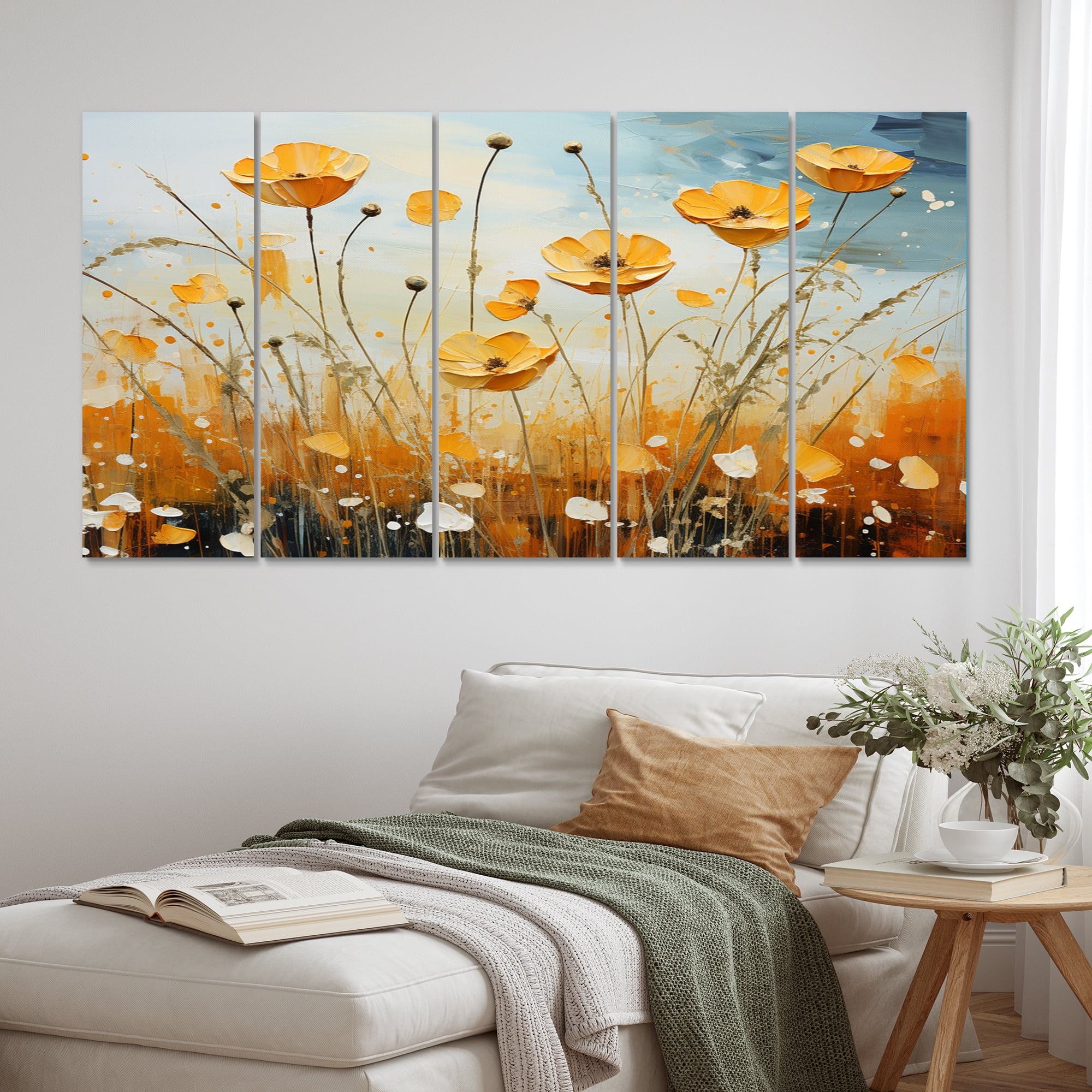 Designart "Yellow Blue Buttercups Pastel Glow Collage I" Floral Art ...