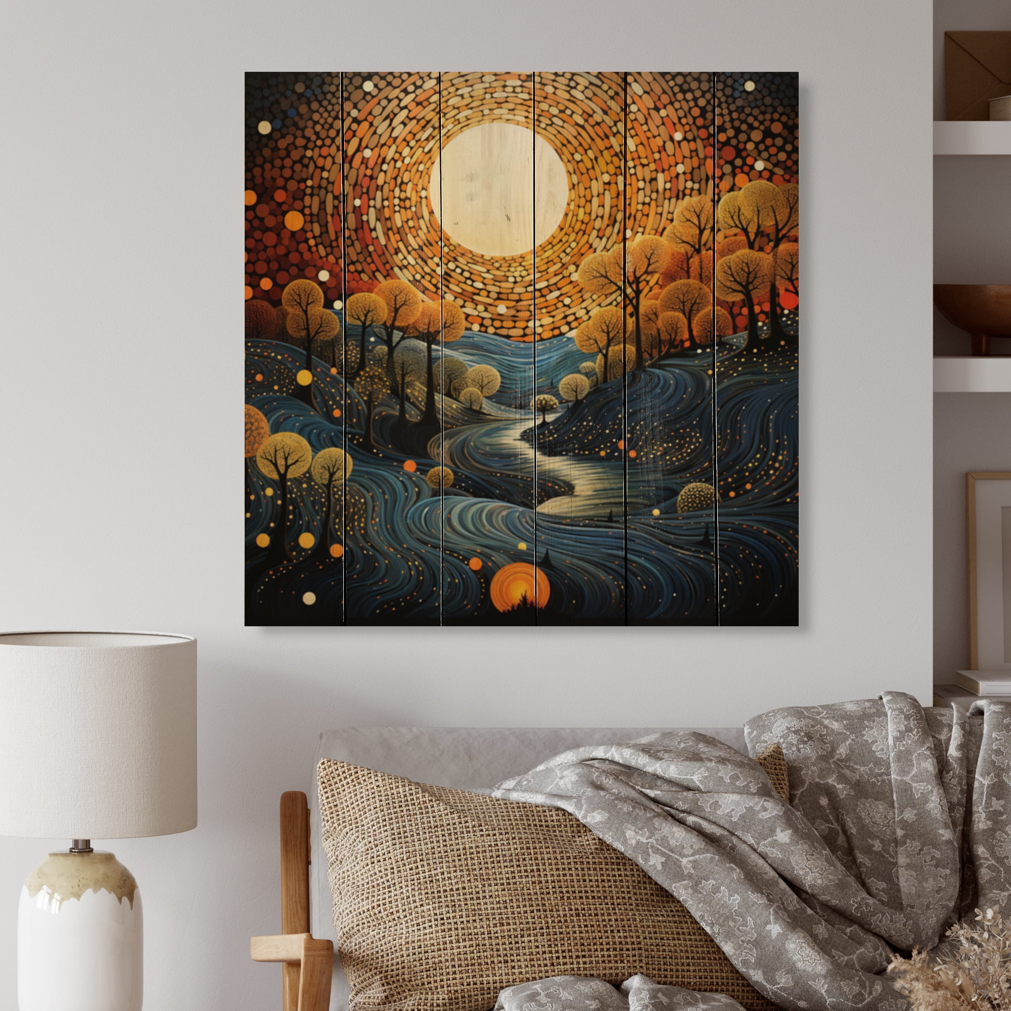 Designart "Yellow Blue Mountain Pointillism Mountain Uses" Abstract ...