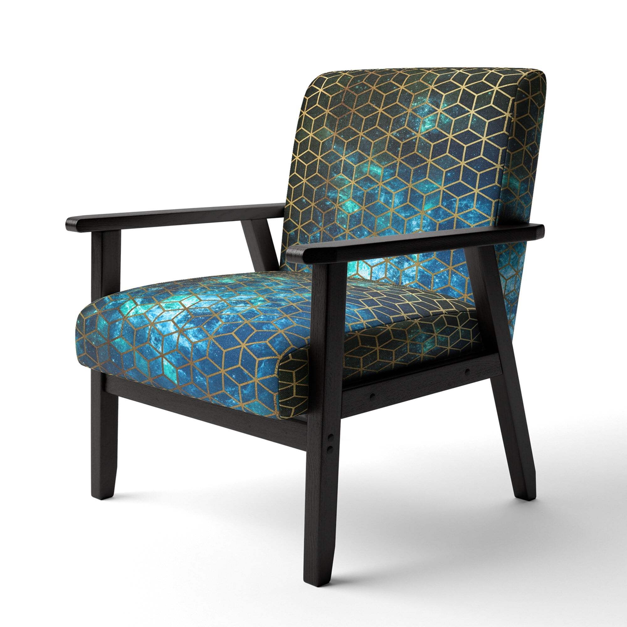 Designart "Yellow Cubes Over Blue Cosmic Background" Upholstered Modern ...