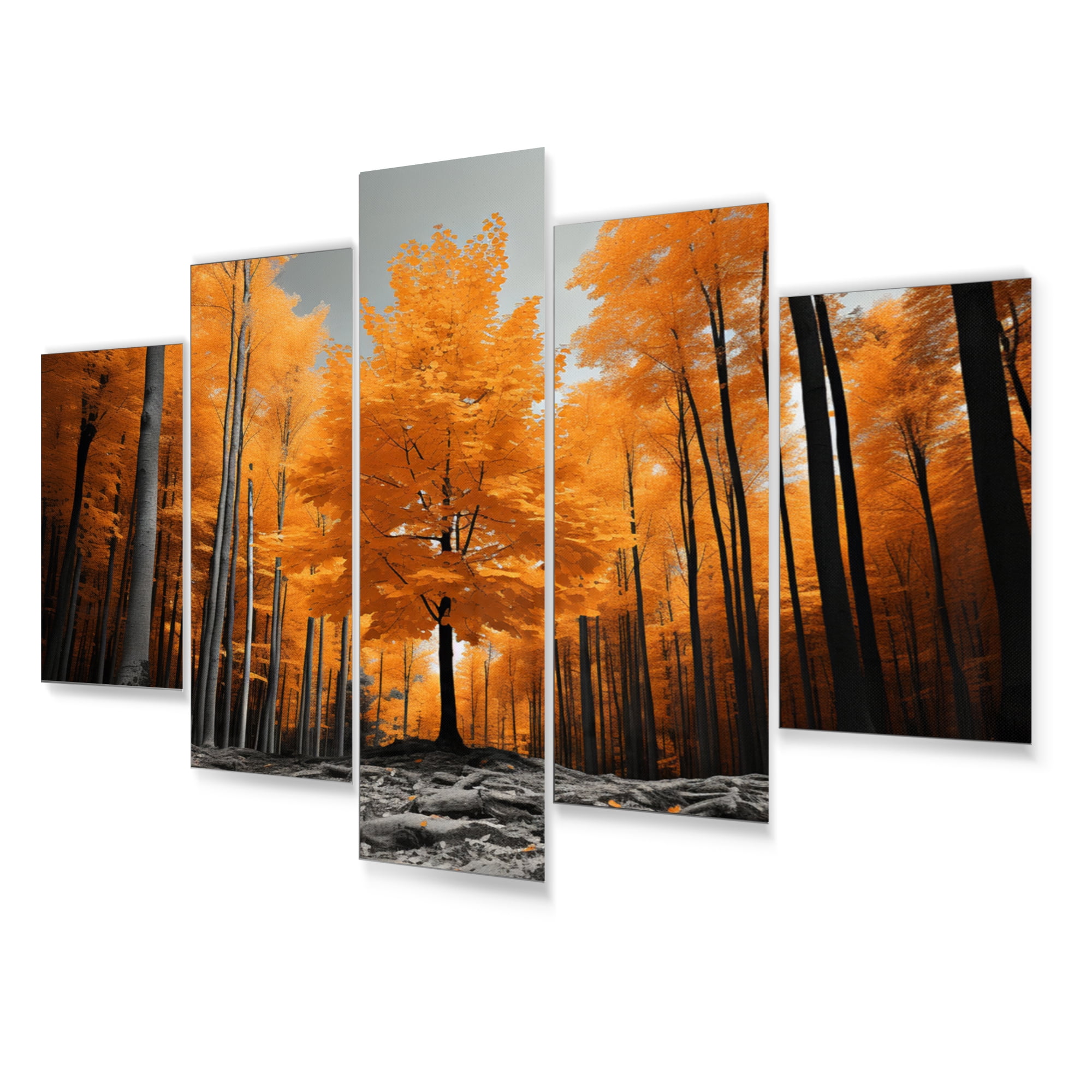 Designart "Yellow Forest Giants I" Forest Metal Wall Art Set - Walmart.com