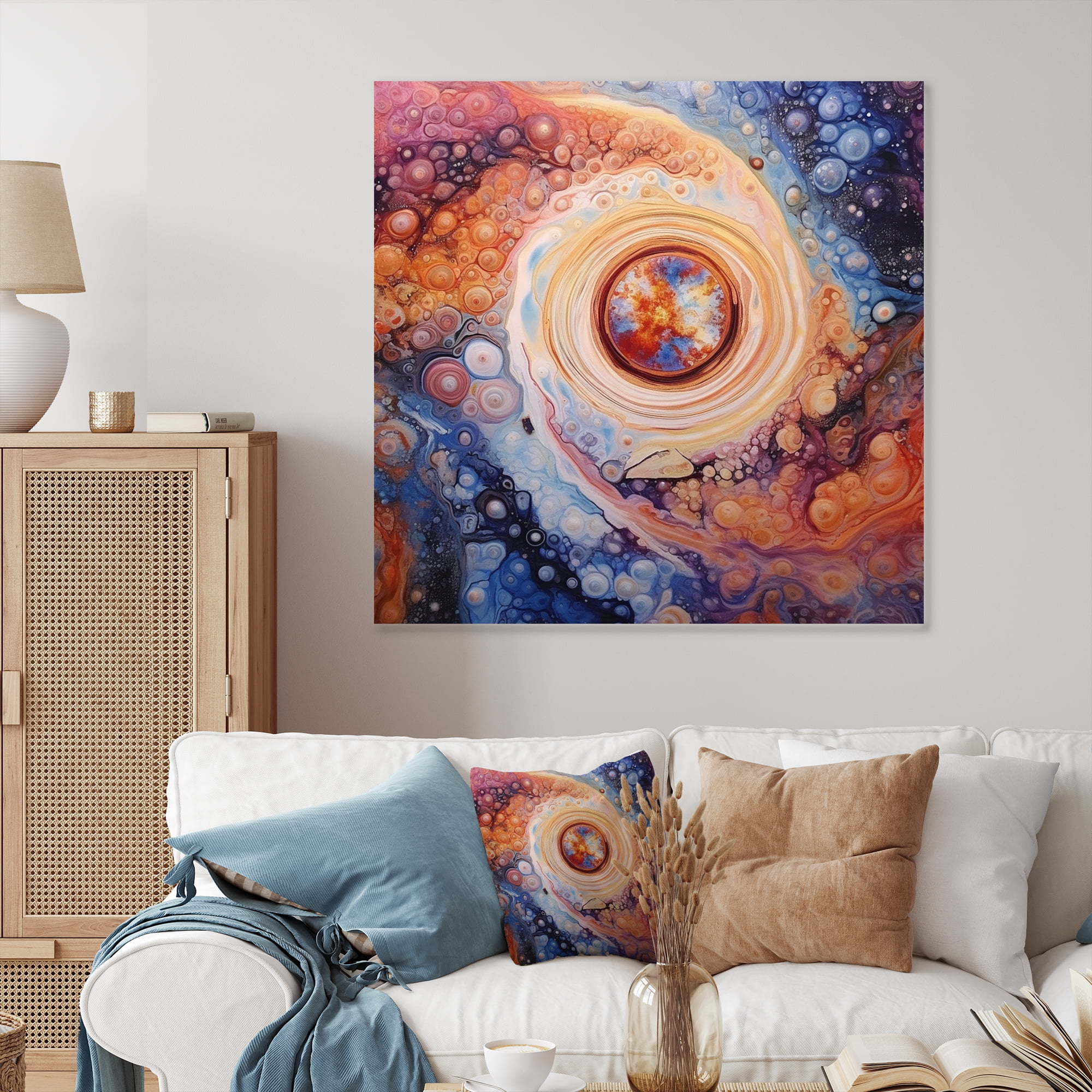 Designart "Yellow Orange Galactic Universe Cosmic Colors" Comets Metal ...