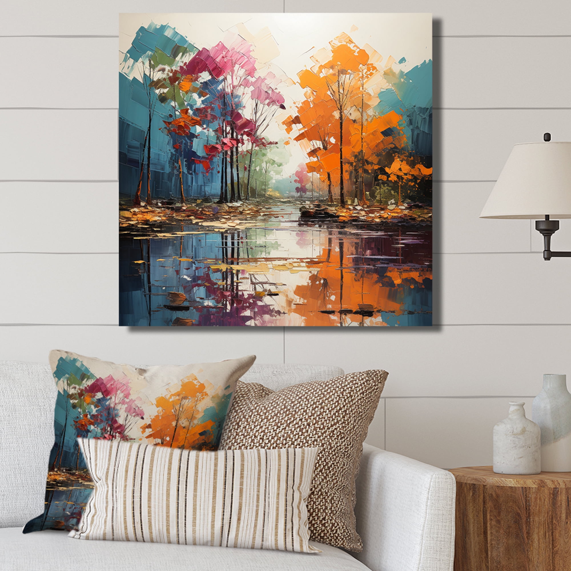 Designart "Yellow Pink Neo Primal Forest composition" Forest Wall Art ...