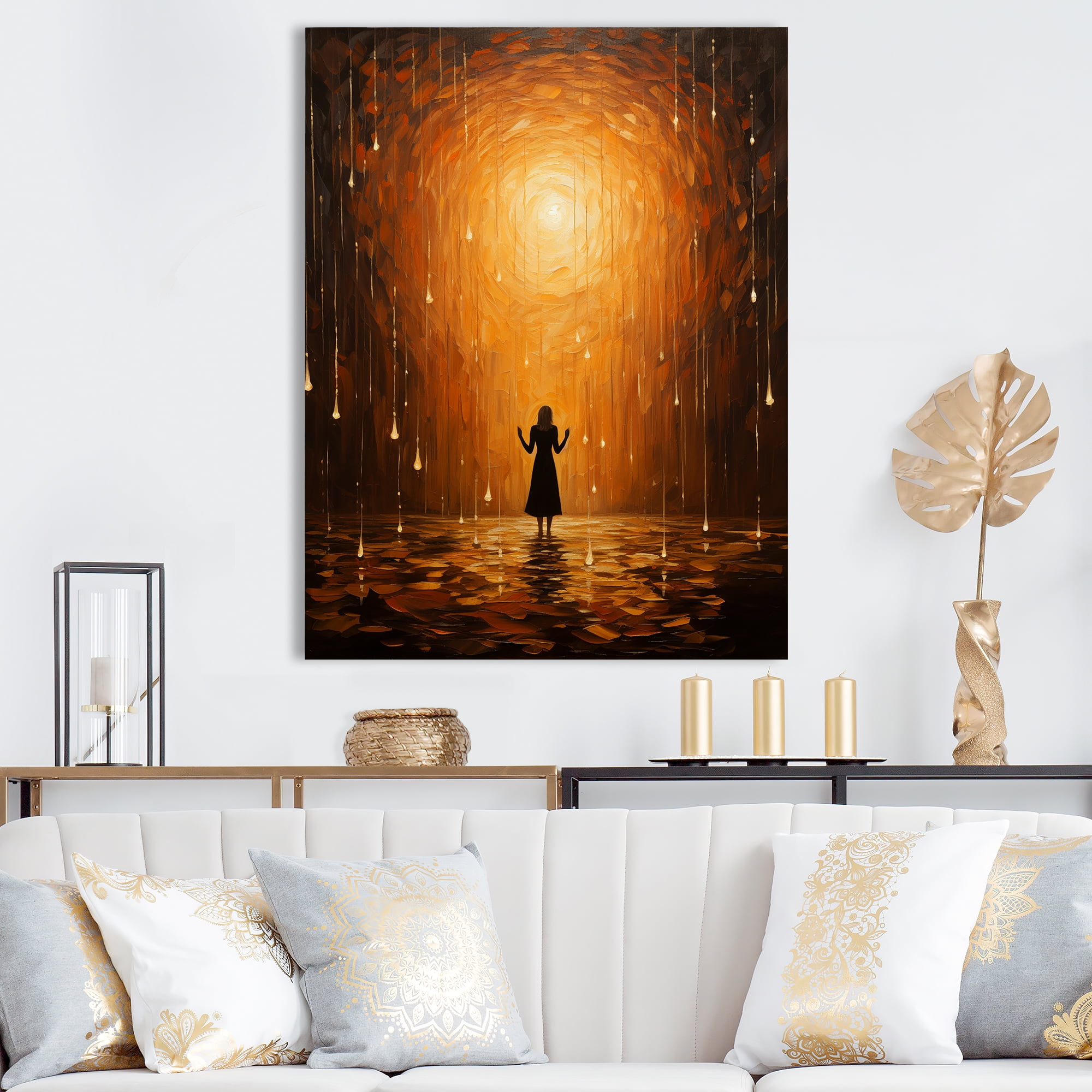 Designart "Yellow Spiritual Divine Radiance painting" Abstract Canvas ...