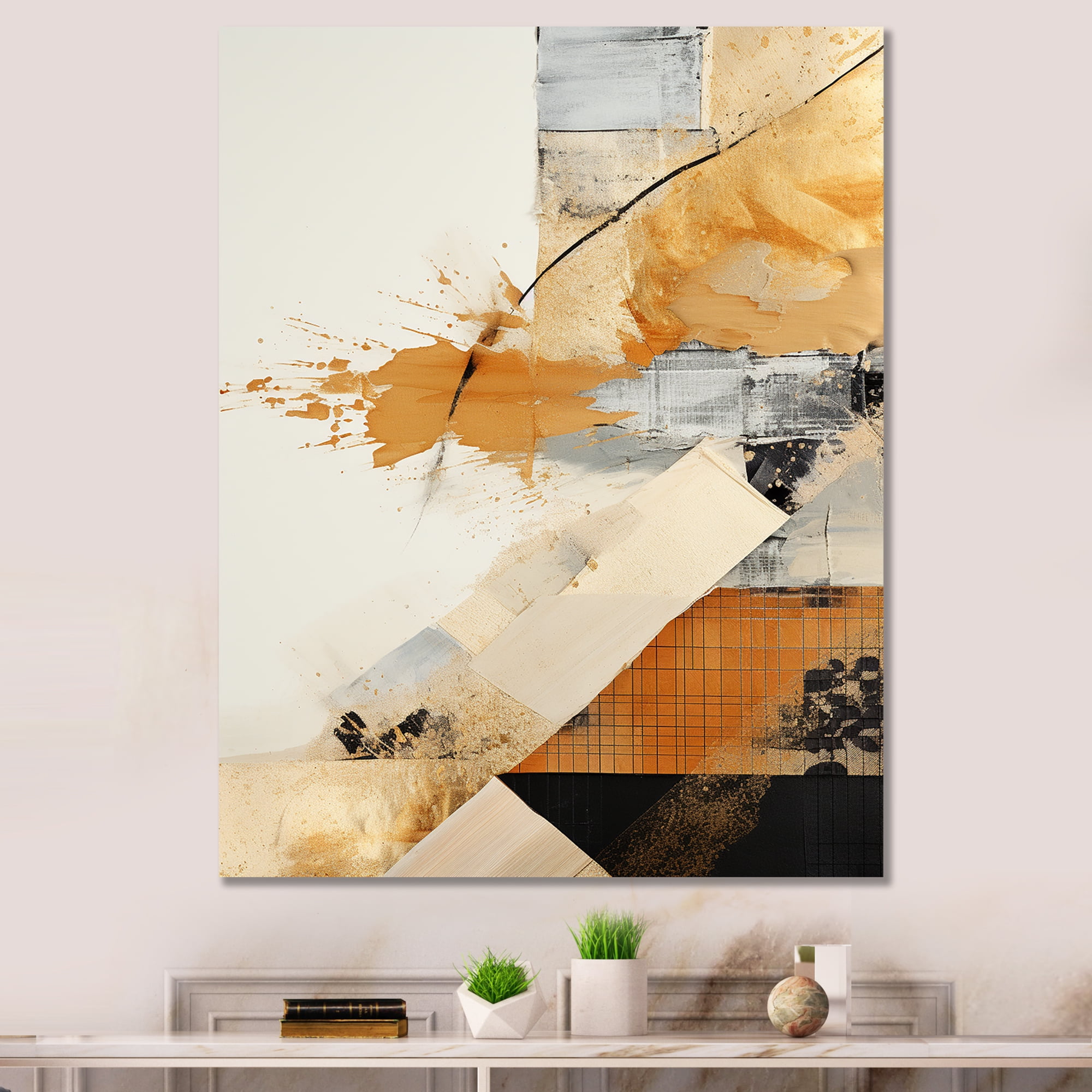 Designart "Yellow Twilight Dream Collage" Abstract Canvas Wall Art ...