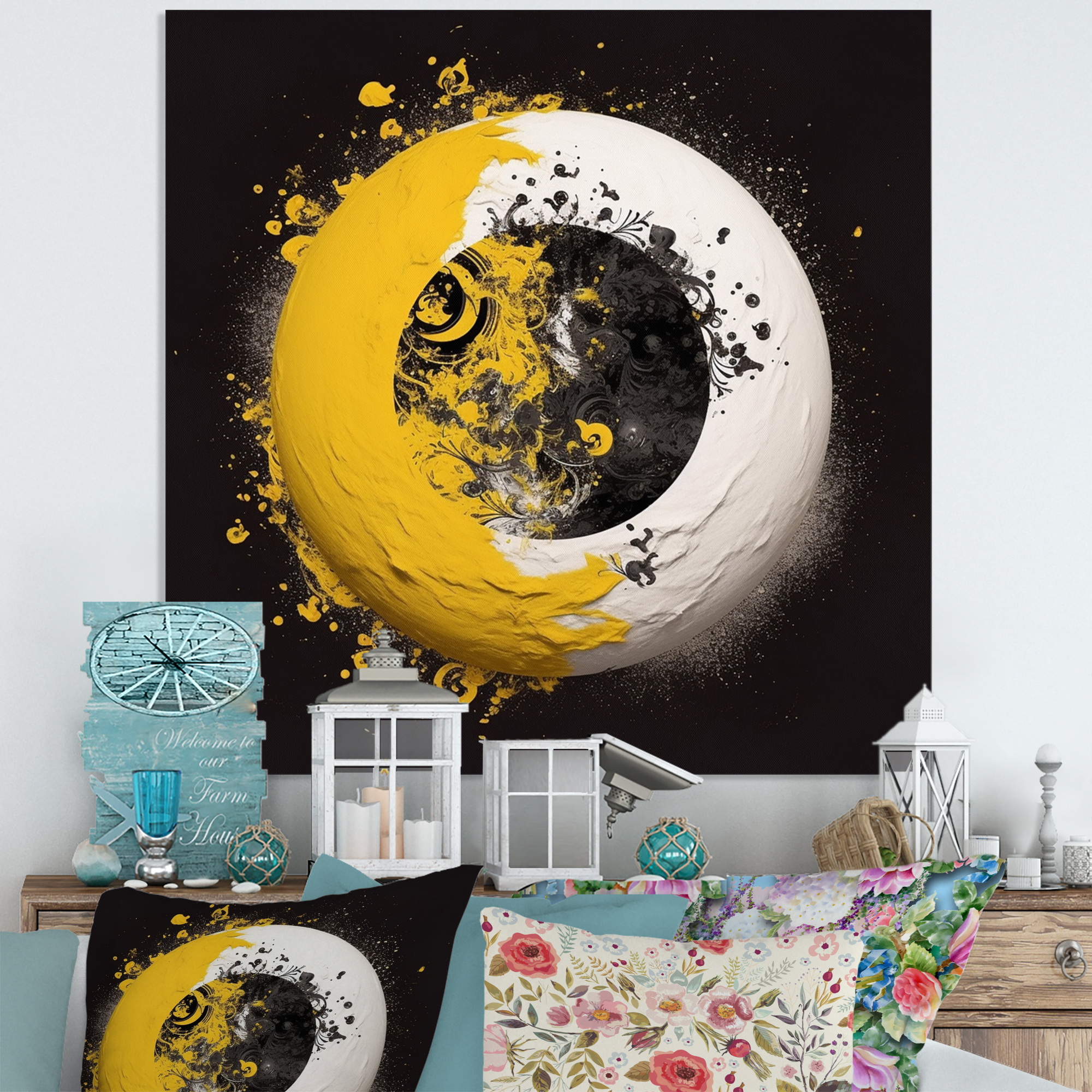 Designart "Yellow White Yin And Yang Balance and Harmony" Meditation ...