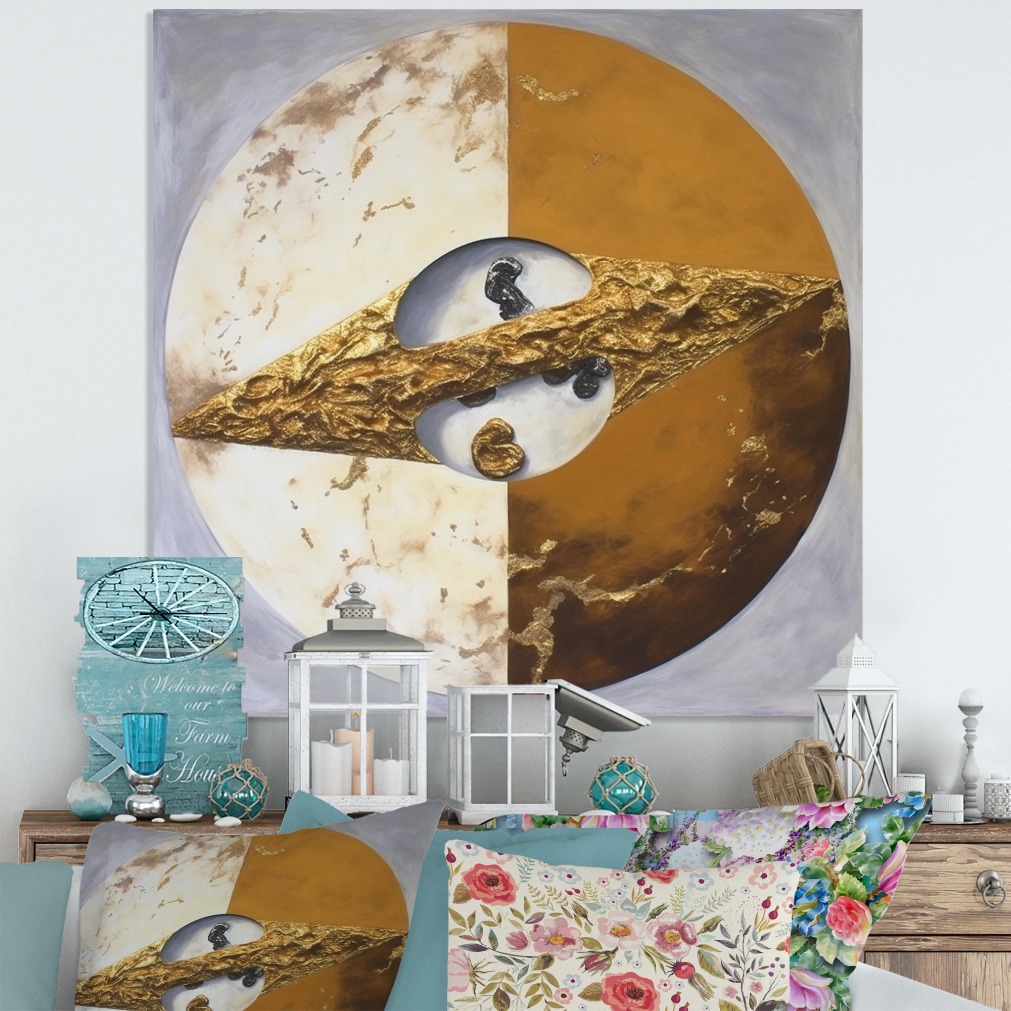 Designart "Yin and Yang in Gold and White II" Meditation Metal Art ...