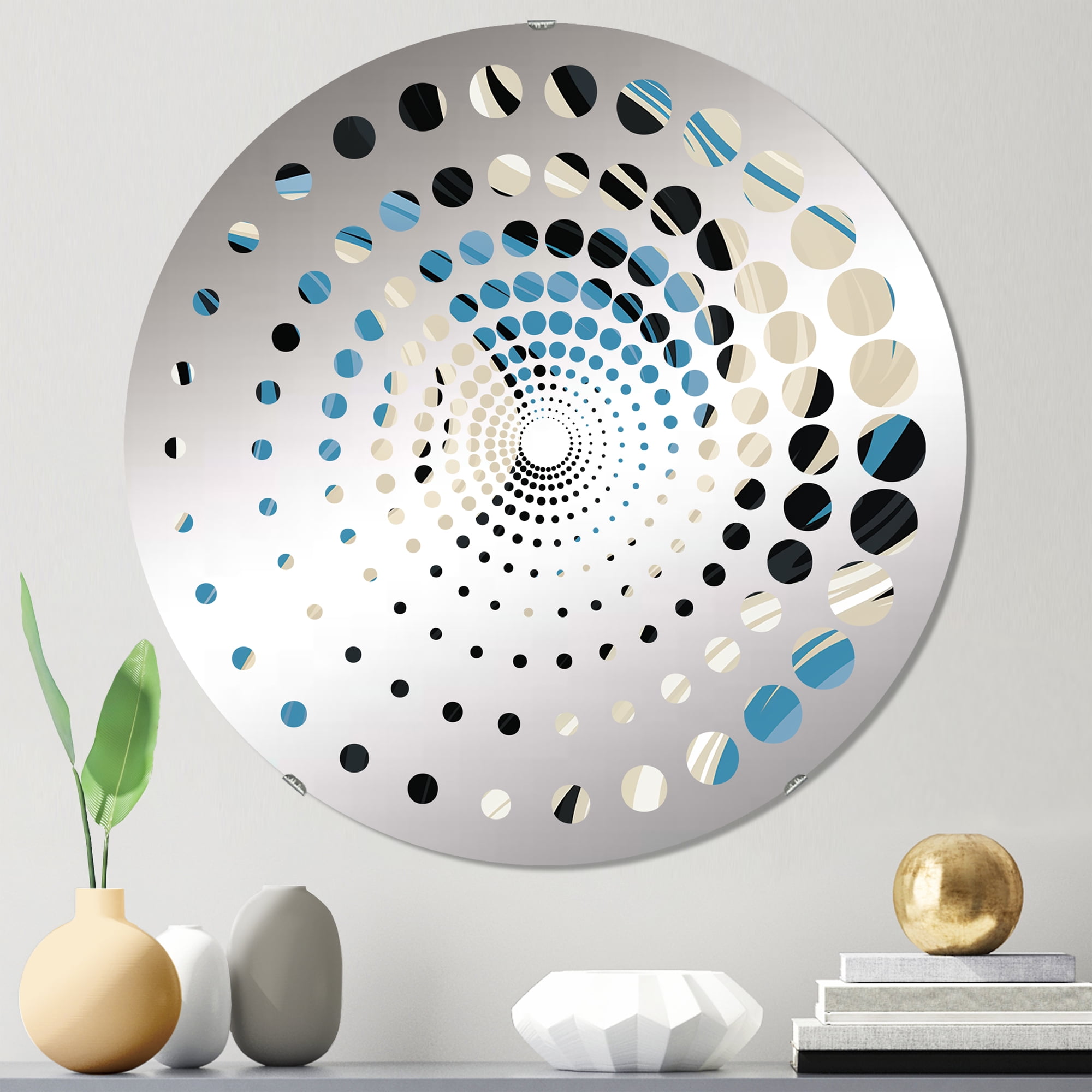 Designart "Zebra-Inspired Black and Blue Stripes" Striped Spiral Dot ...