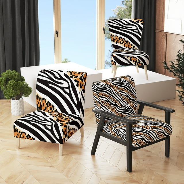 Designart "Zebra and Leopard Mix Pattern III" Upholstered Cabin & Lodge ...