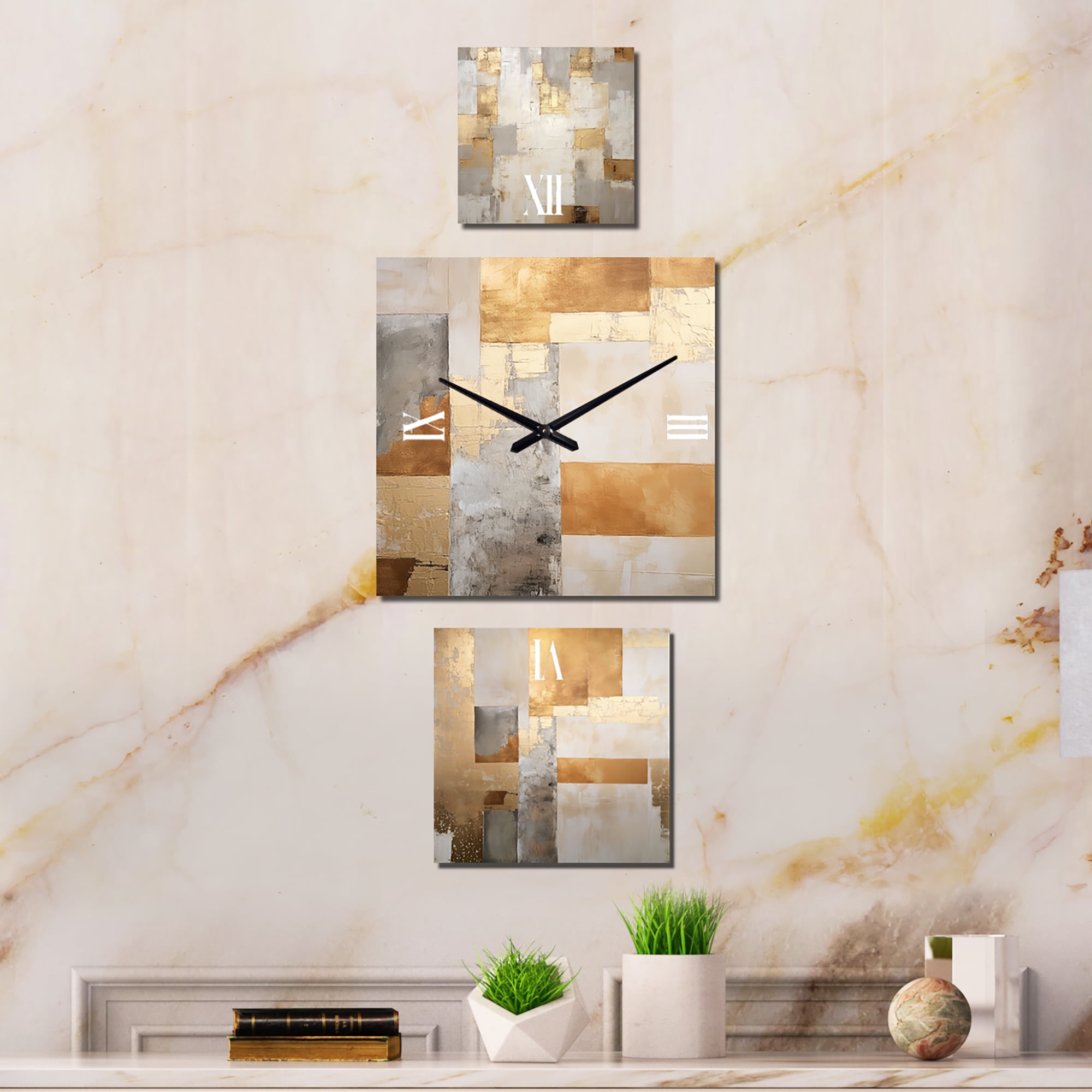 Designart "Zen Art of Modern Scandinavian in Beige and Gold" Mountains ...