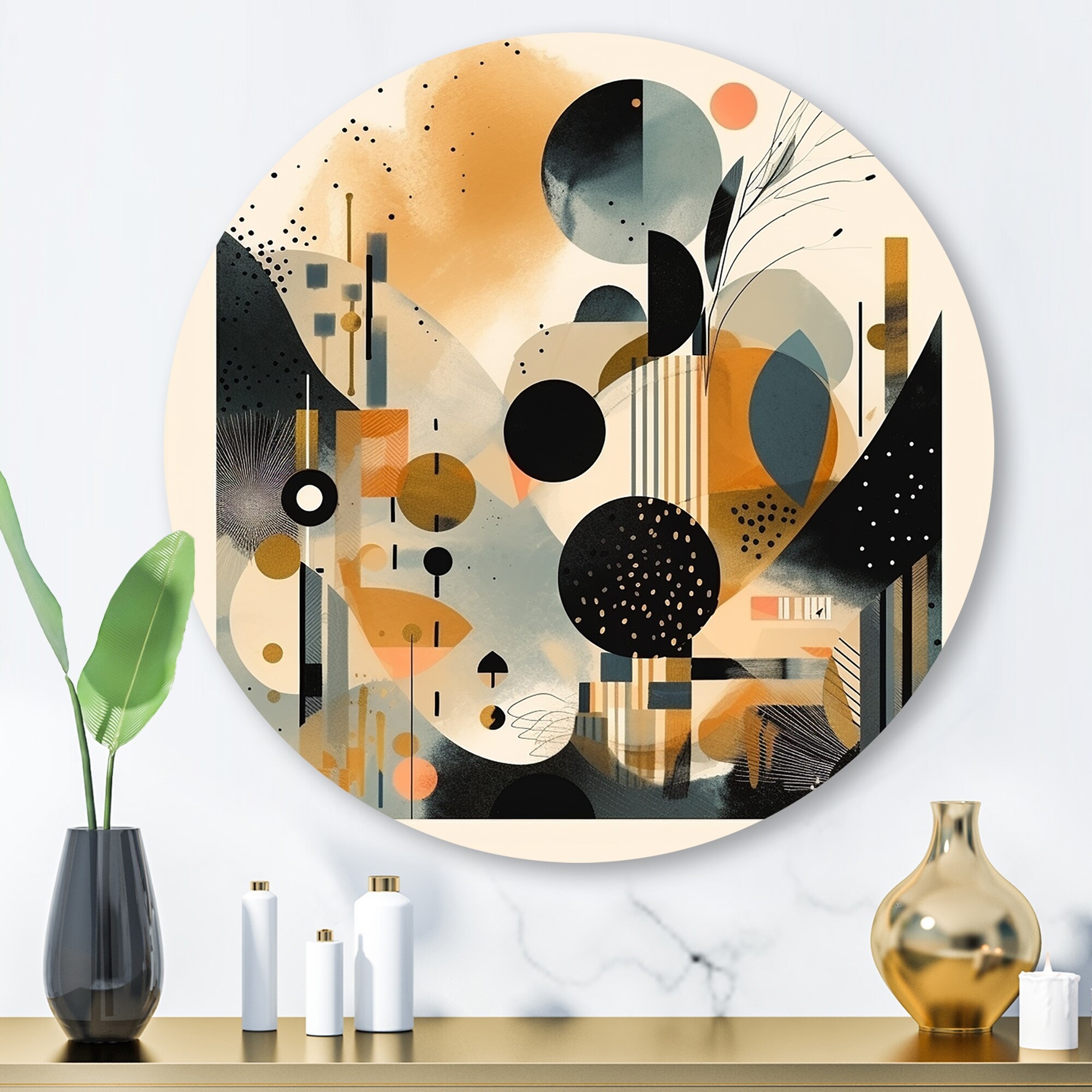Designart "Zen Brushstrokes Black and Gold Harmony I" Minimalism Metal ...