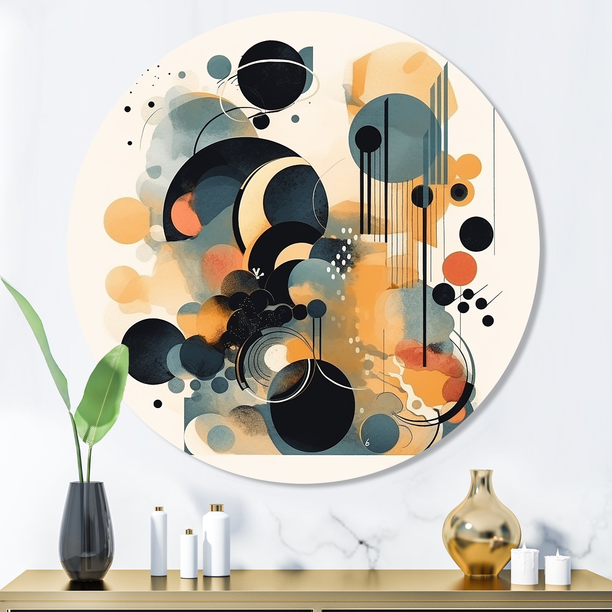 Designart "Zen Brushstrokes Black and Gold Harmony II" Minimalism Metal ...