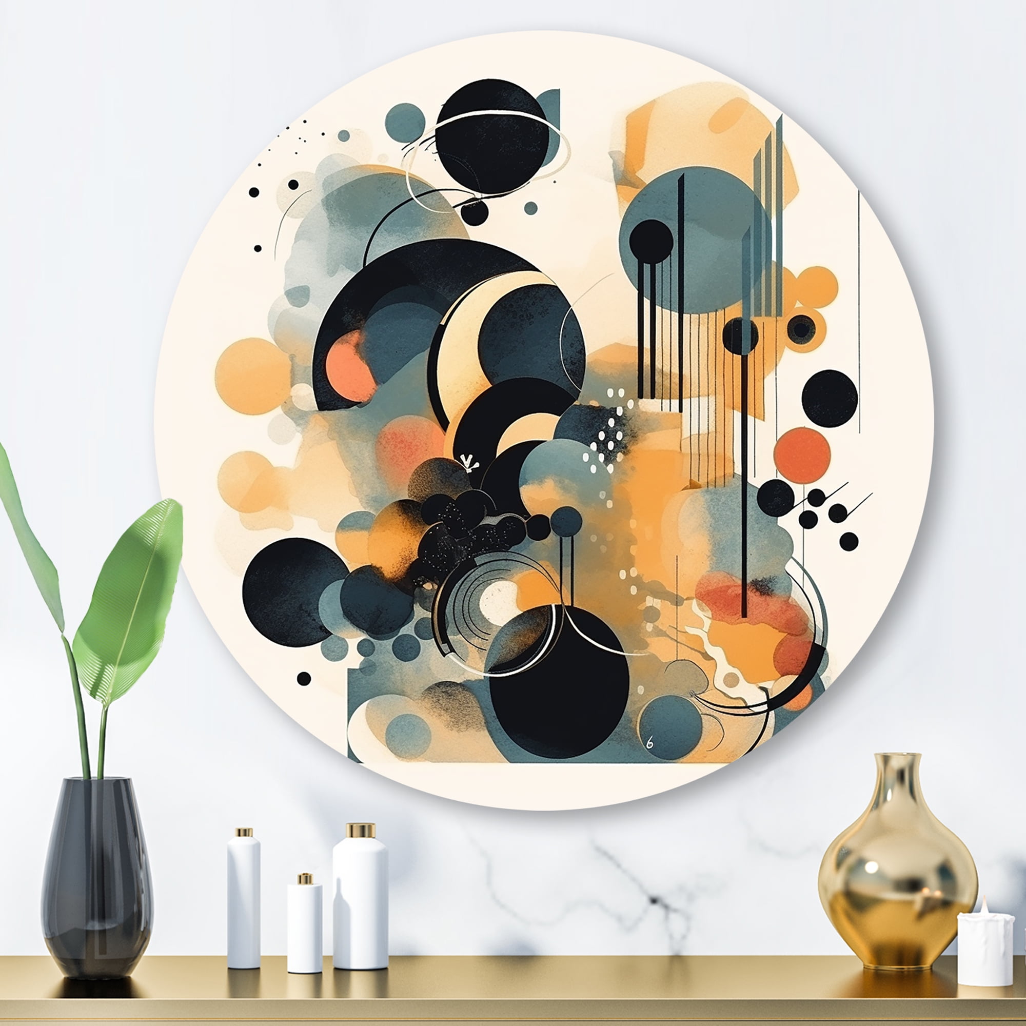 Designart "Zen Brushstrokes Black and Gold Harmony II" Minimalism Metal ...
