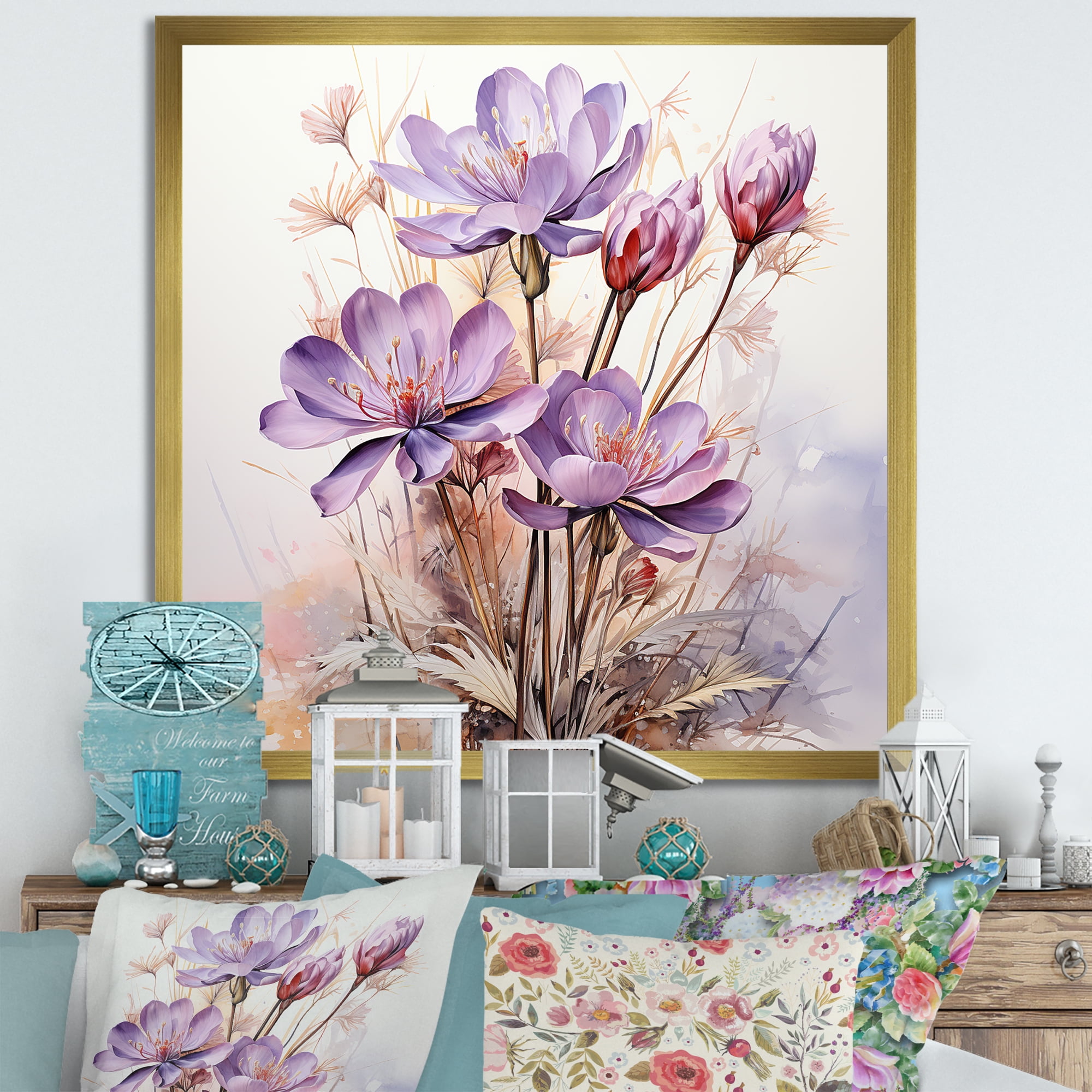 Designart "Zen Crocus Blossoms in Purple II" Food & Beverage Framed ...