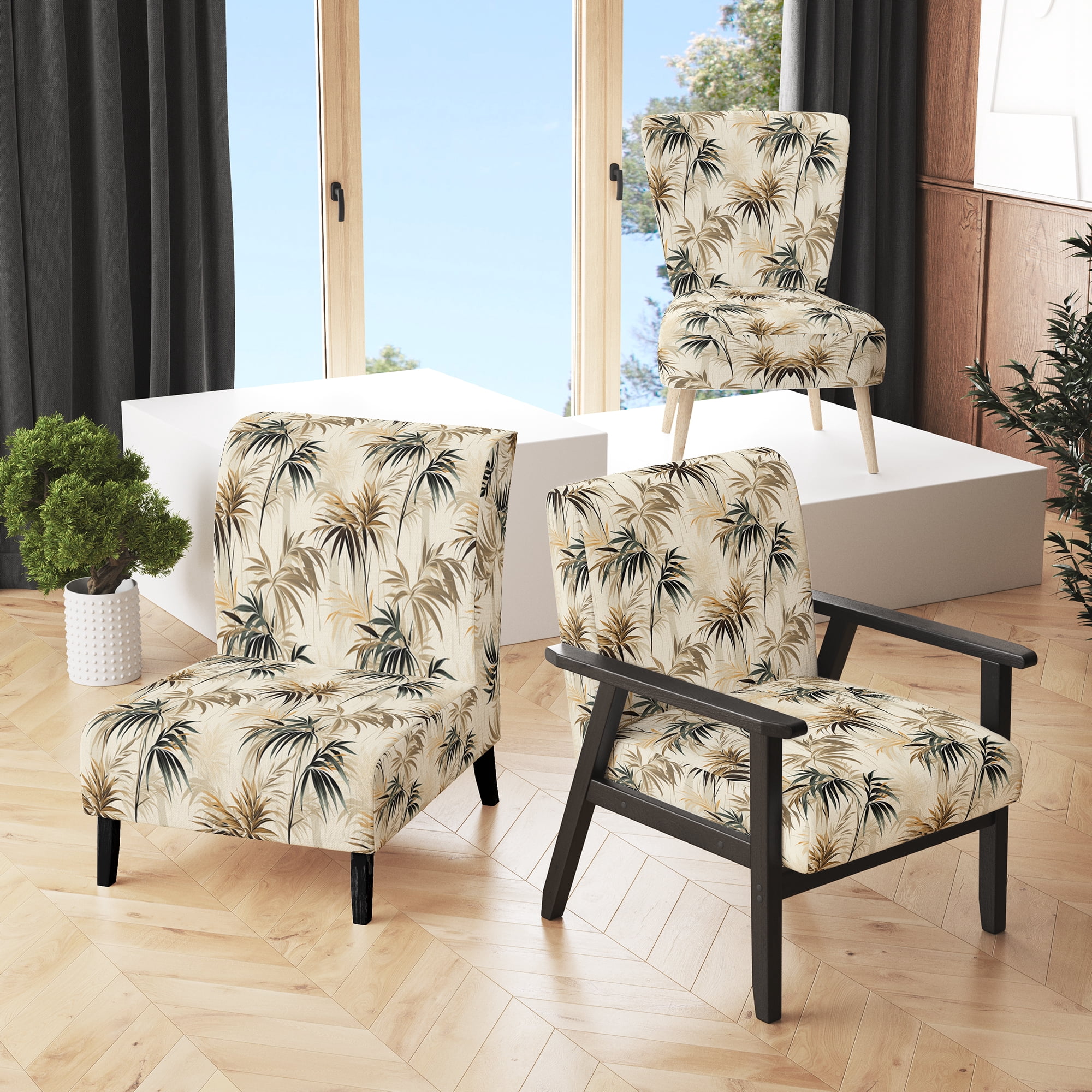 Designart "Zen Driftwood In The Tropics" Green Tropical Upholstered ...