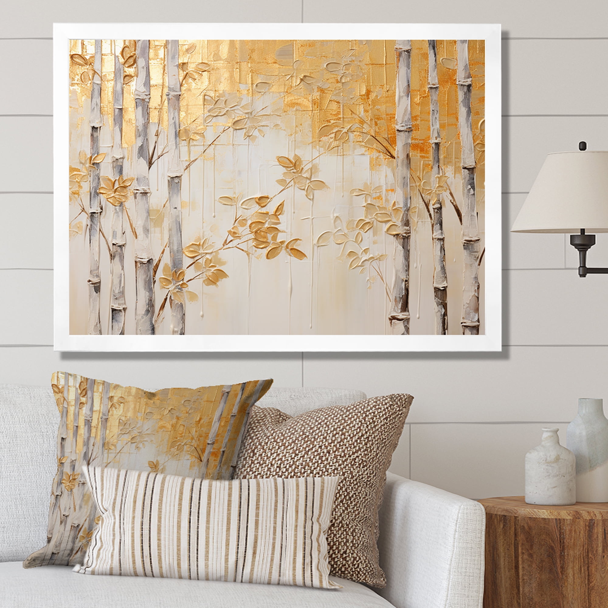 Designart "Zen Moment With Blue And Gold Bamboo I" Bamboo Picture ...