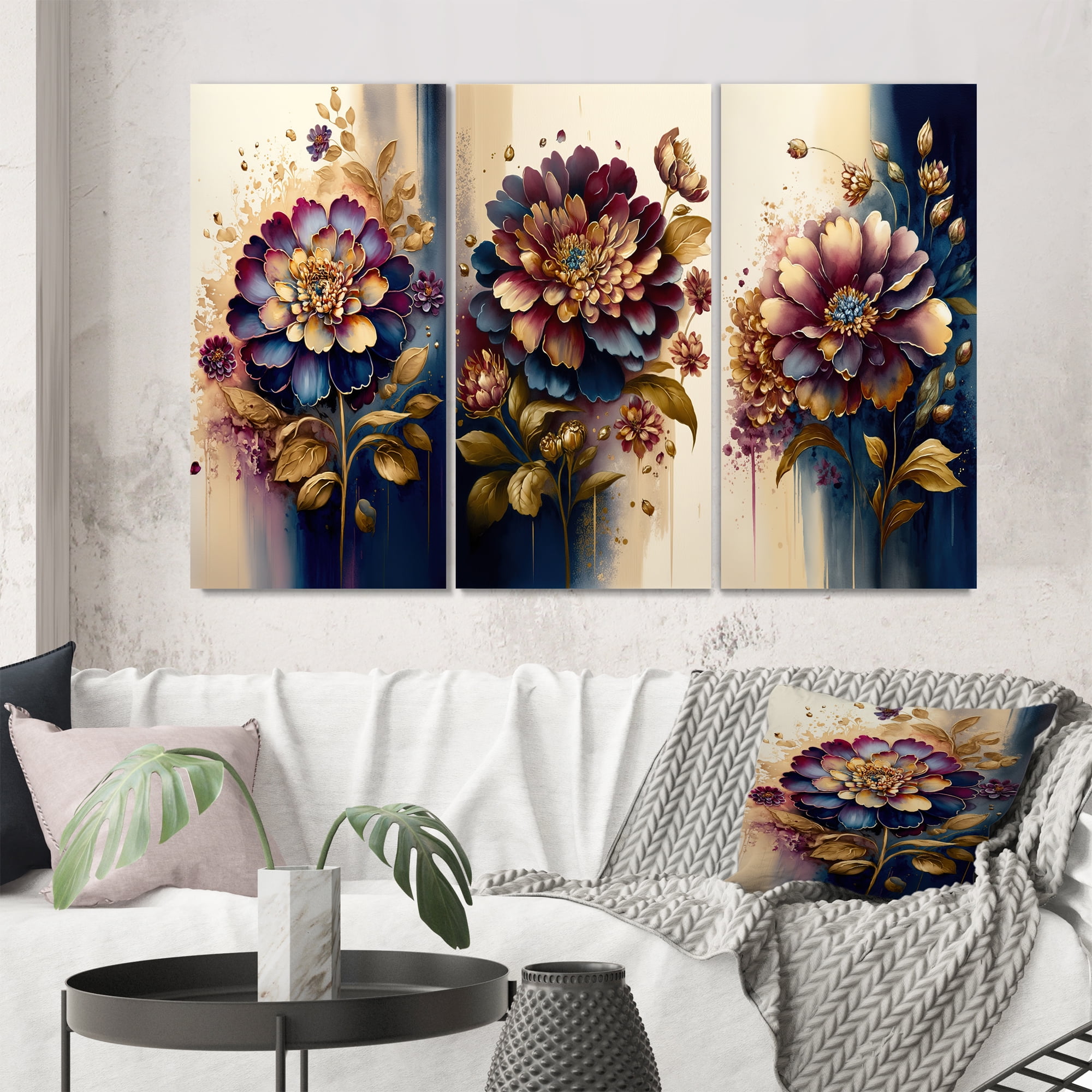 Designart "Zinnia Elegance in Night Shades I" Floral & Botanical Wall ...